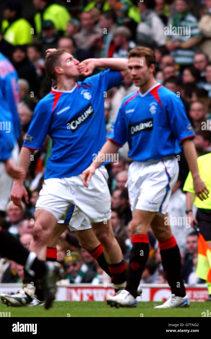 Rangers' Gregory Vignal celebrates scoring the opening goal Stock Photo ...
