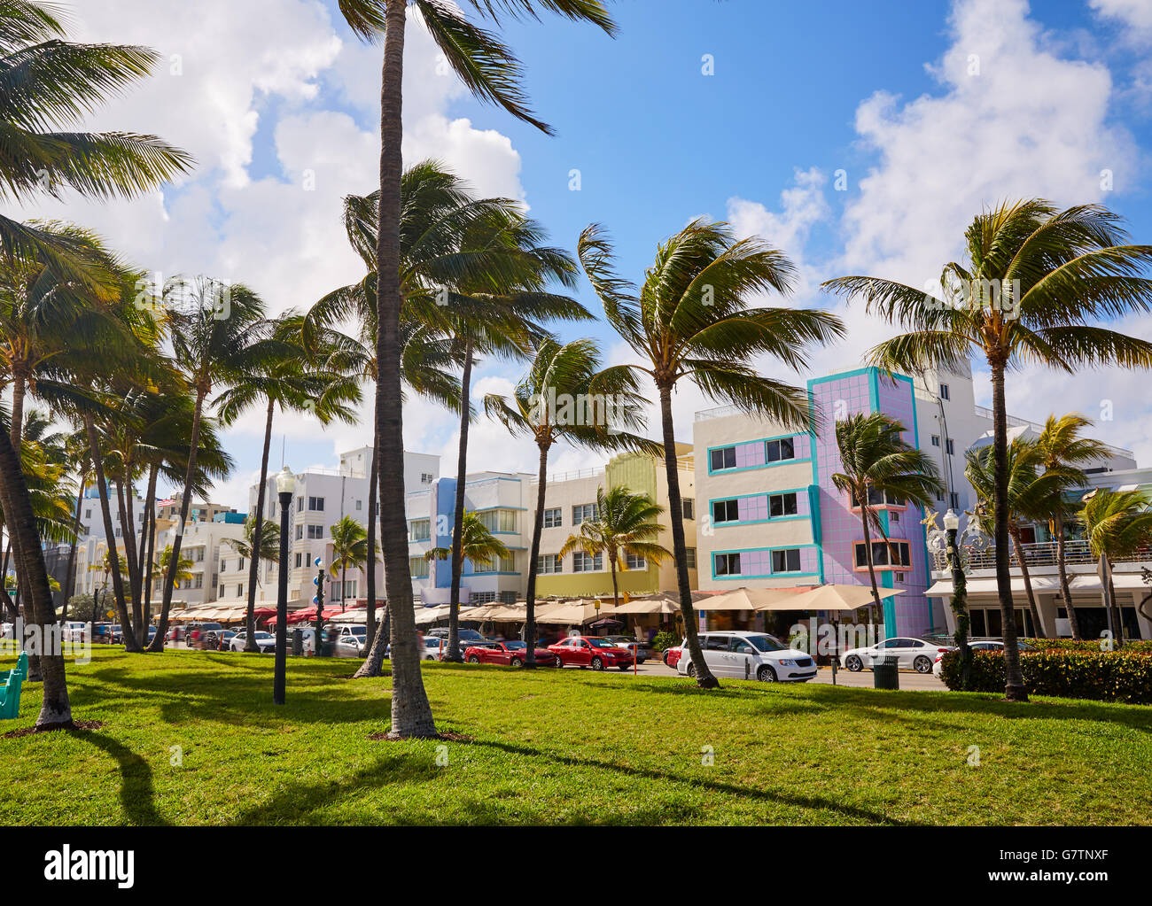 Miami Beach Ocean boulevard Art Deco district in florida USA Stock ...