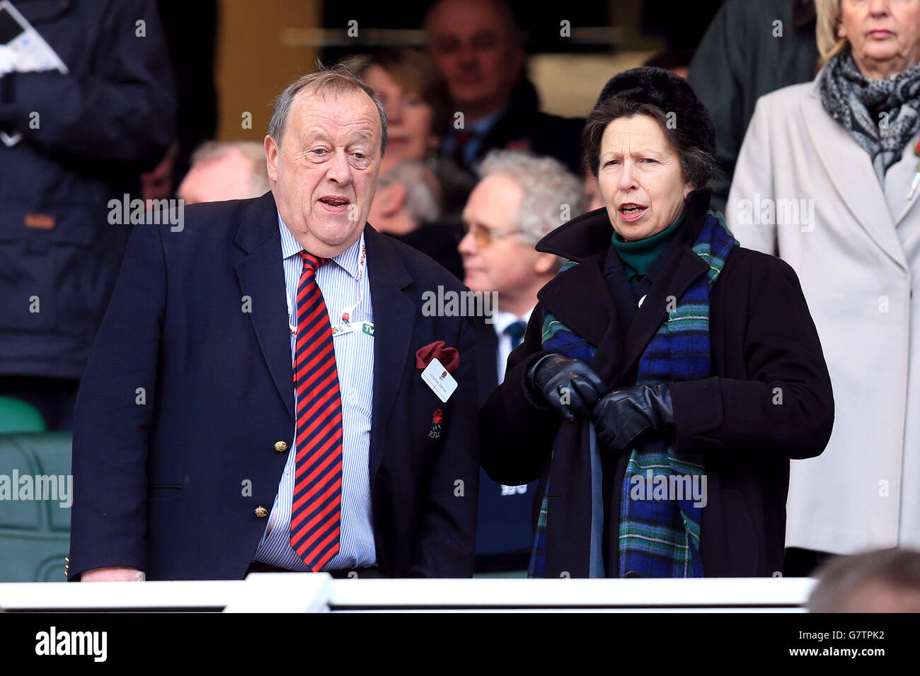 Anne, Princess Royal and RFU President Jonathan Dance in the stands ...