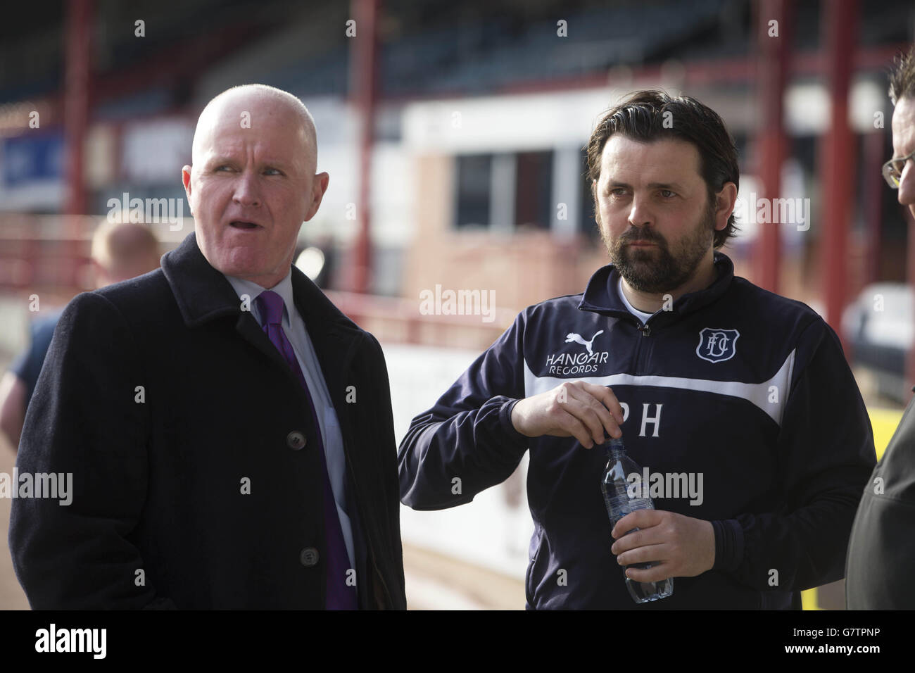 David Provan (left) and Dundee manager Paul Hartley before the Scottish ...