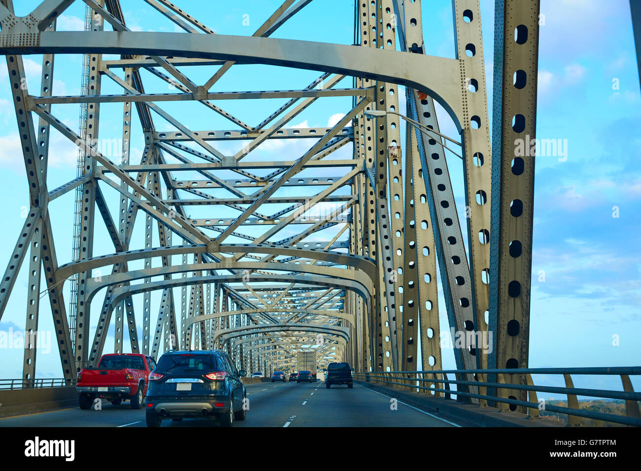 Horace Wilkinson Bridge in Mississippi river at Baton Rouge of ...