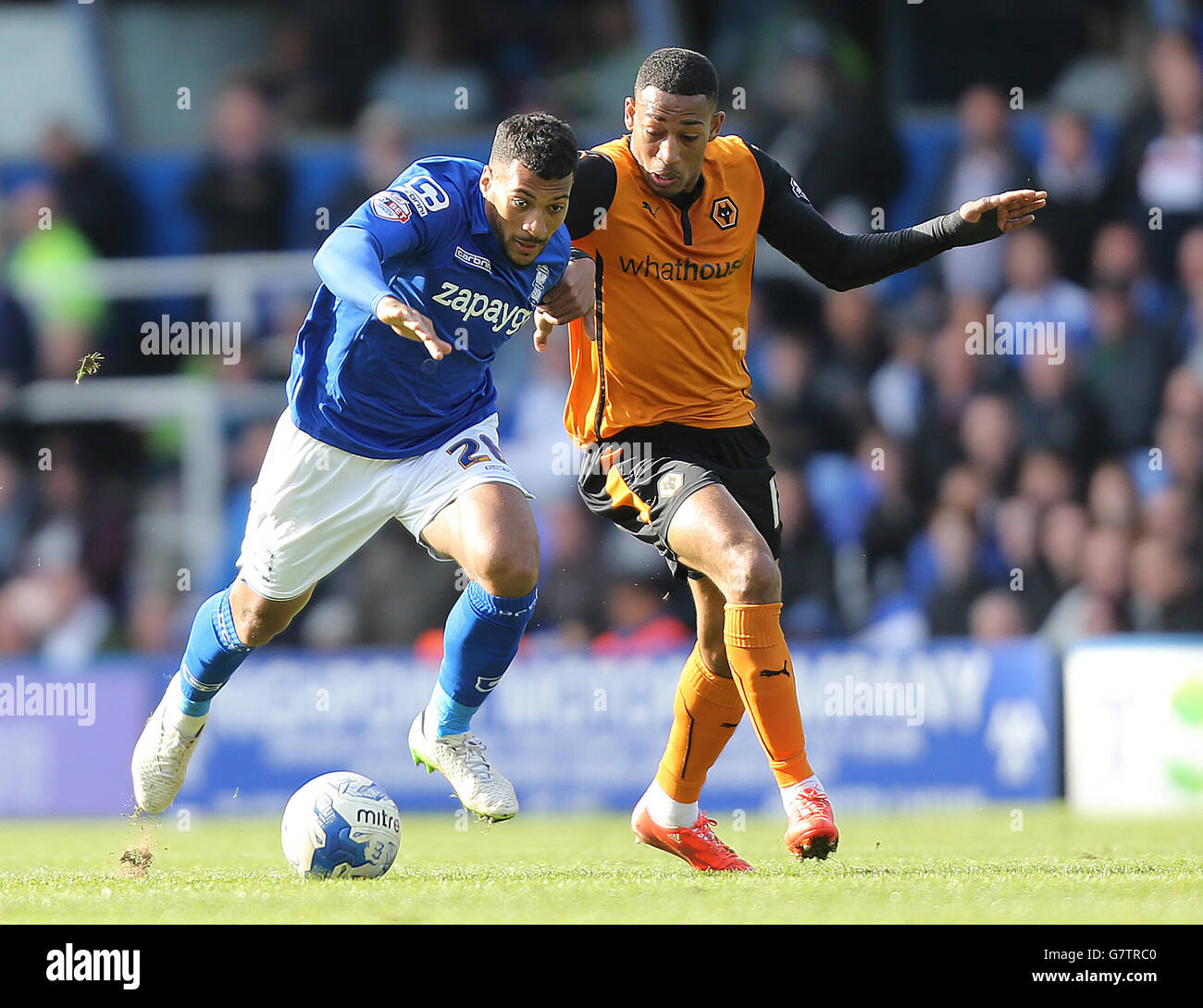 Birmingham City's David Davis and Wolverhampton Wanderers' Rajiv Van La ...