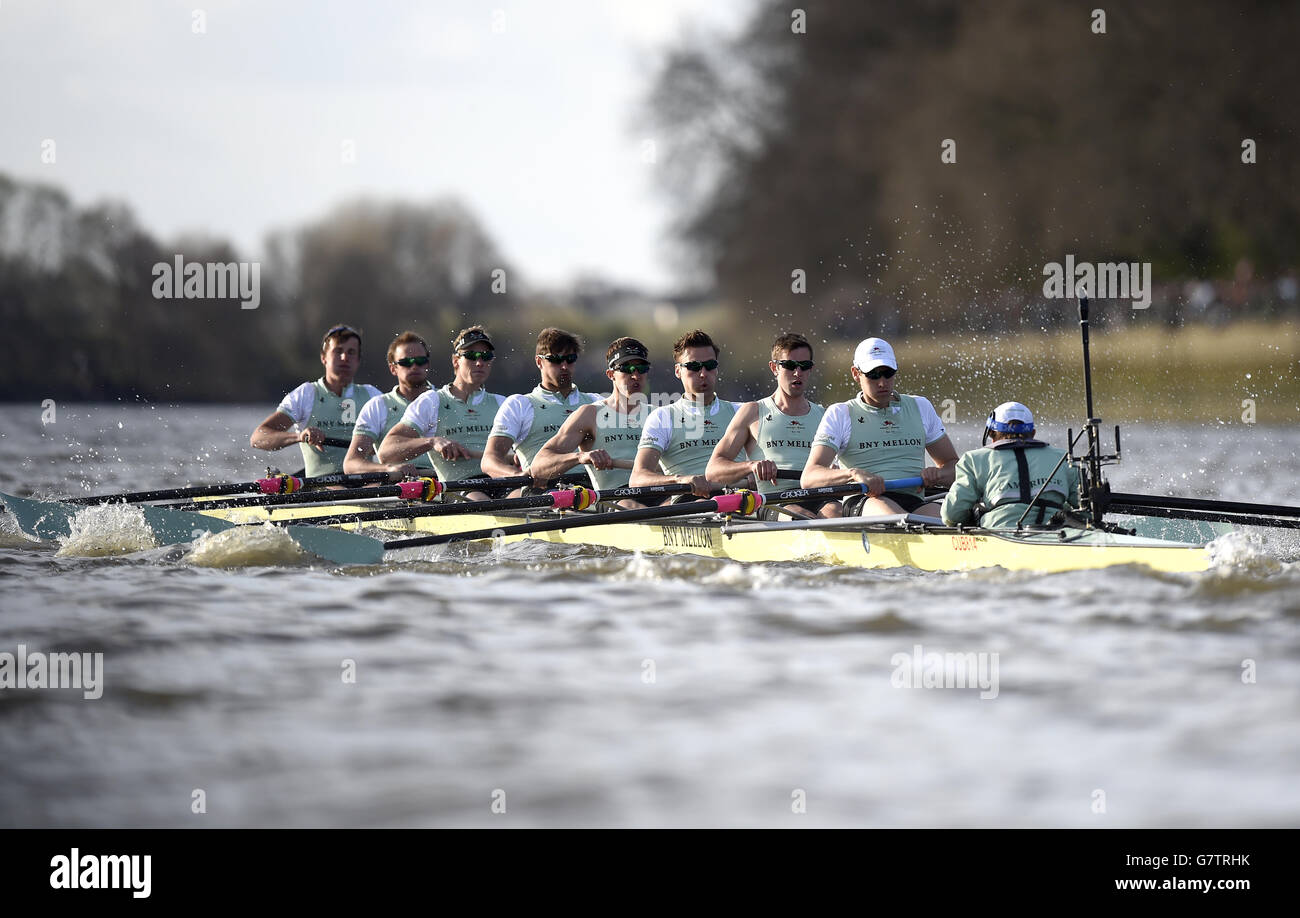 The Cambridge boat during the 2015 BNY Mellon Boat Race on the Thames ...
