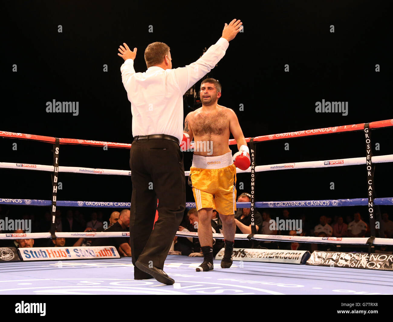 Boxing - First Direct Arena. George Kandelaki is counted out during his ...