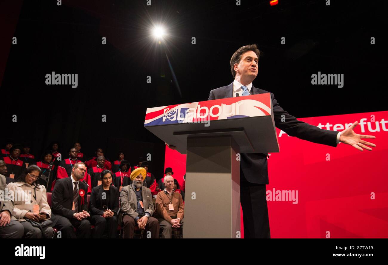 Labour leader Ed Miliband speaks to Labour supporters at the launch of ...