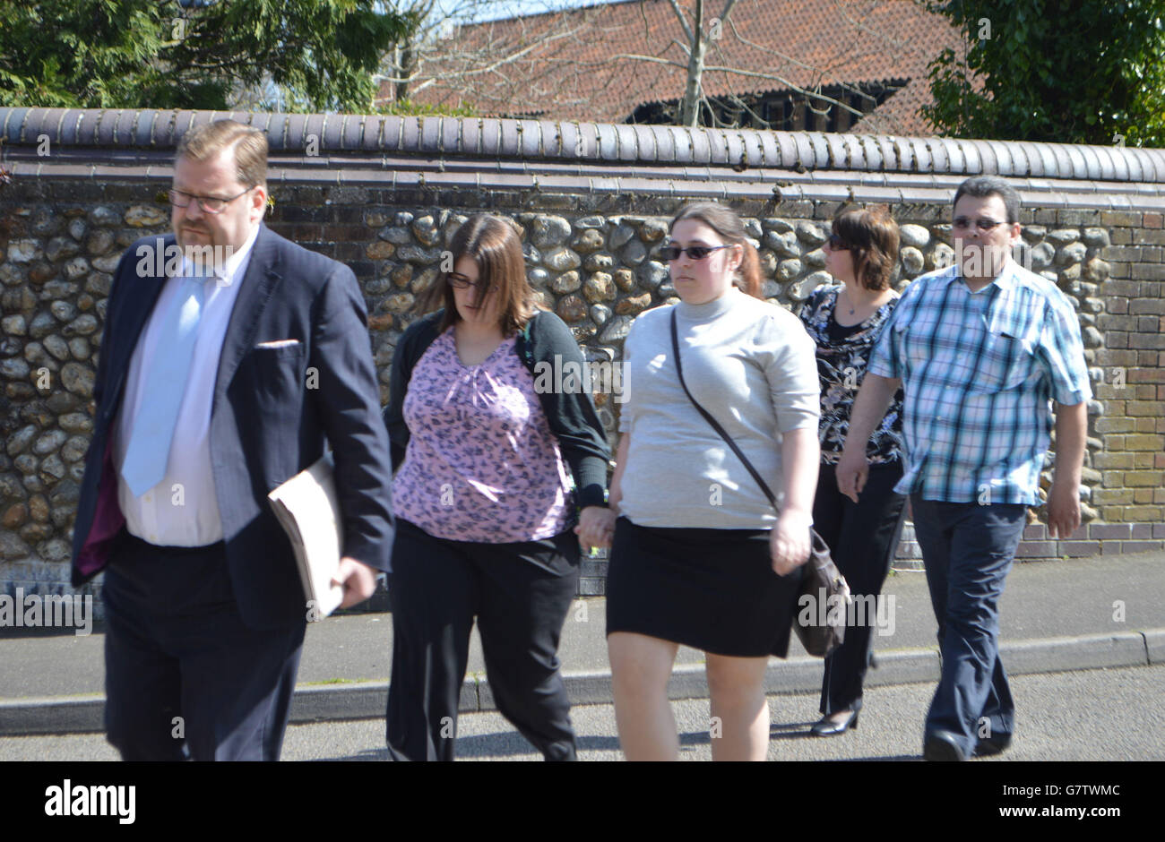 Teaching assistant Zoe Gregory (second left) arriving with unidentified ...