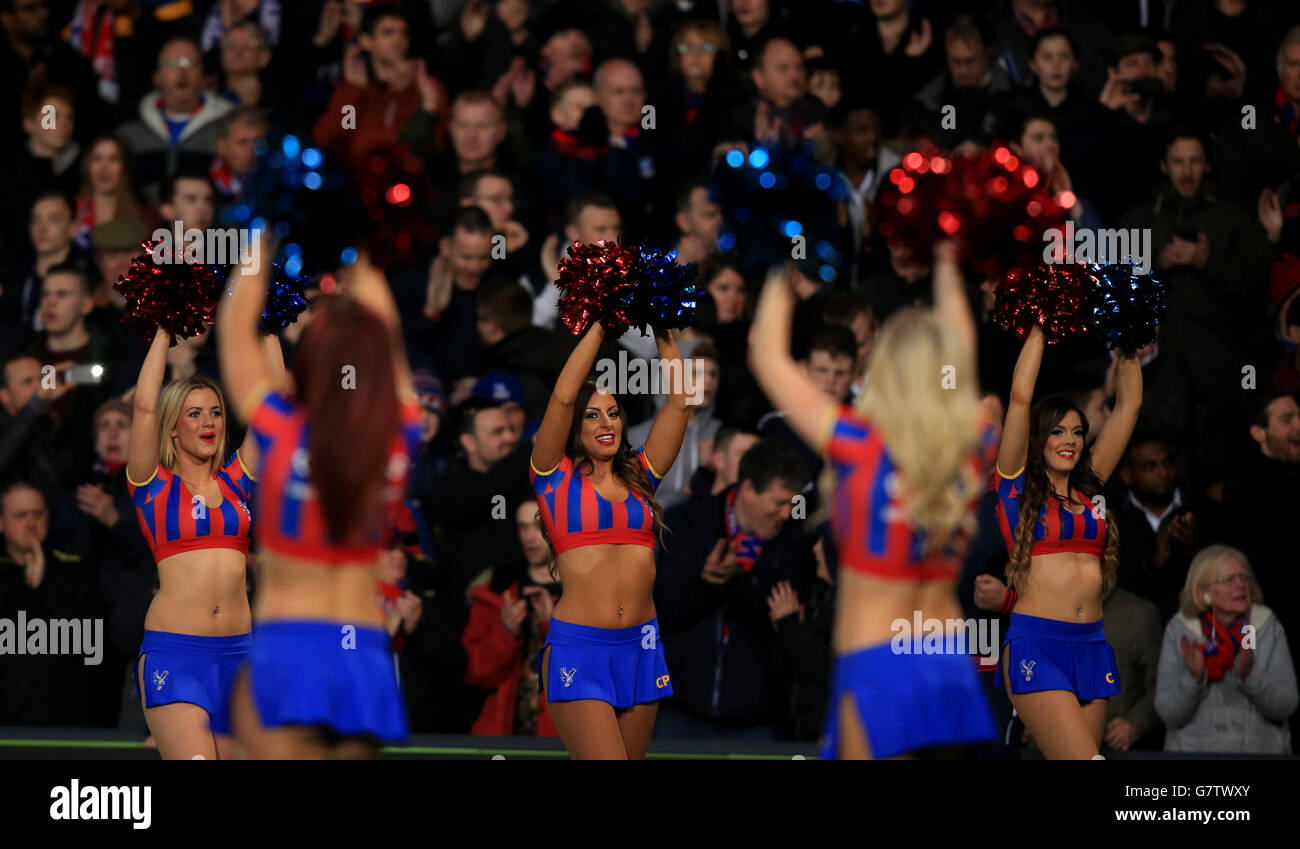 Crystal palace cheerleaders the crystals in action hi-res stock ...