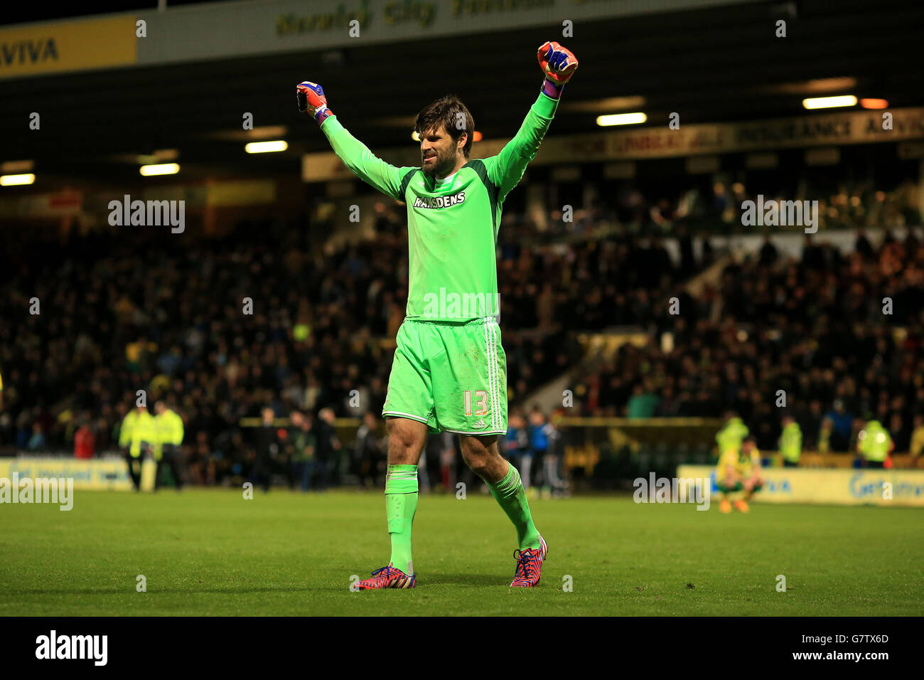 Middlesbrough's Dimitrios Konstantopoulos celebrates victory at the end ...