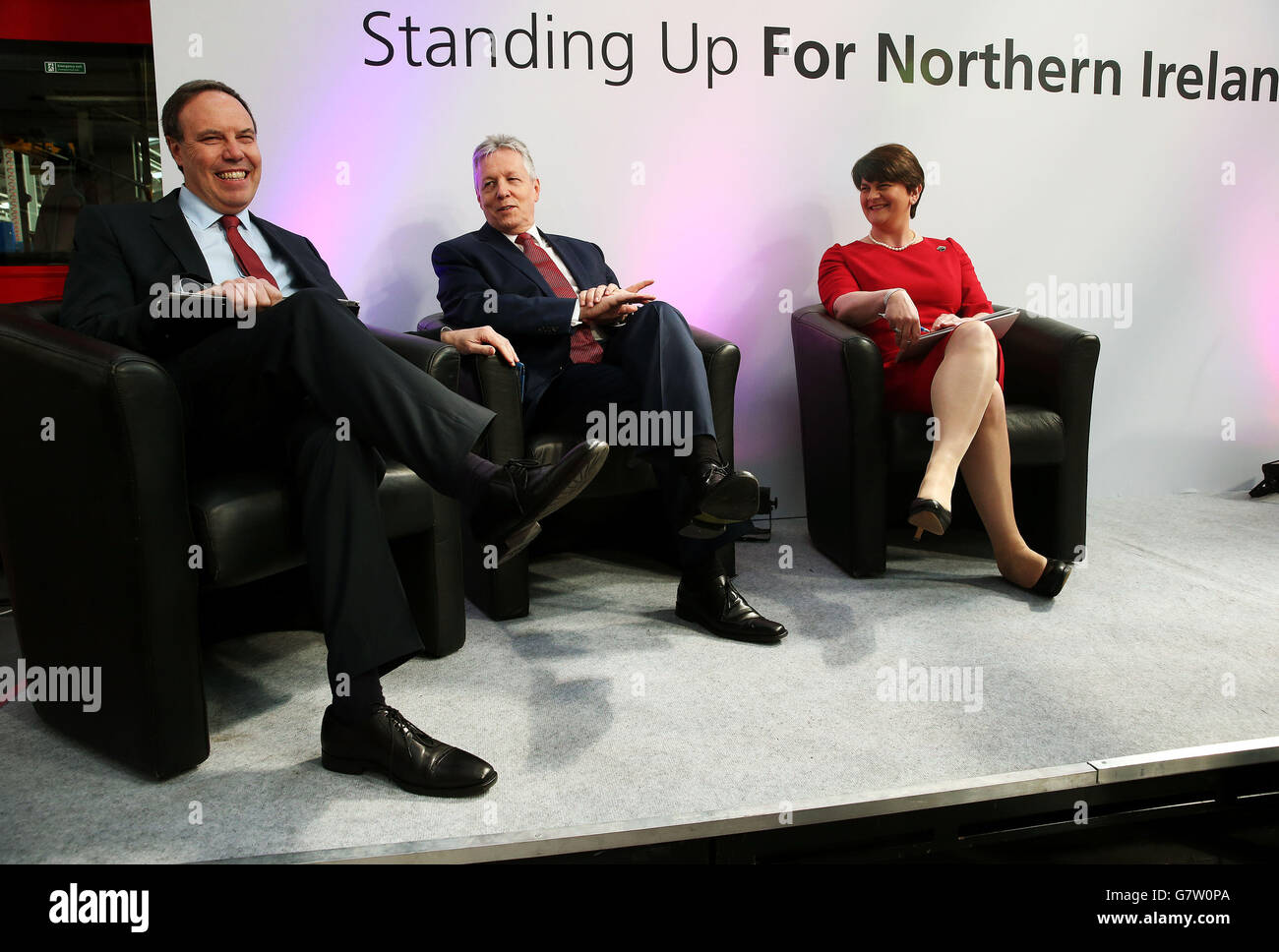 Democratic Unionist Party leader Peter Robinson with deputy leader ...
