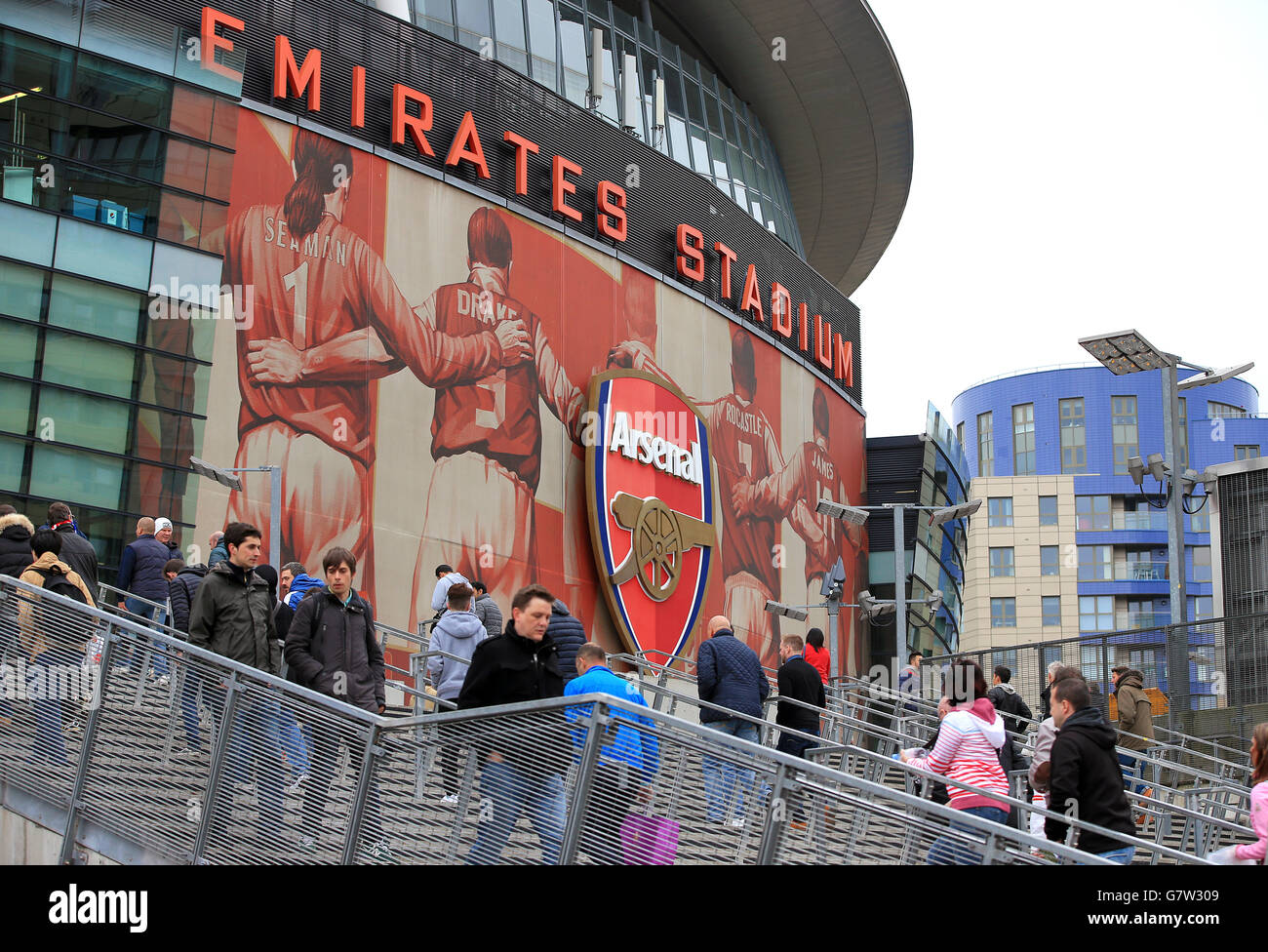 Arsenal fans outside the emirates stadium before the game hi-res stock ...