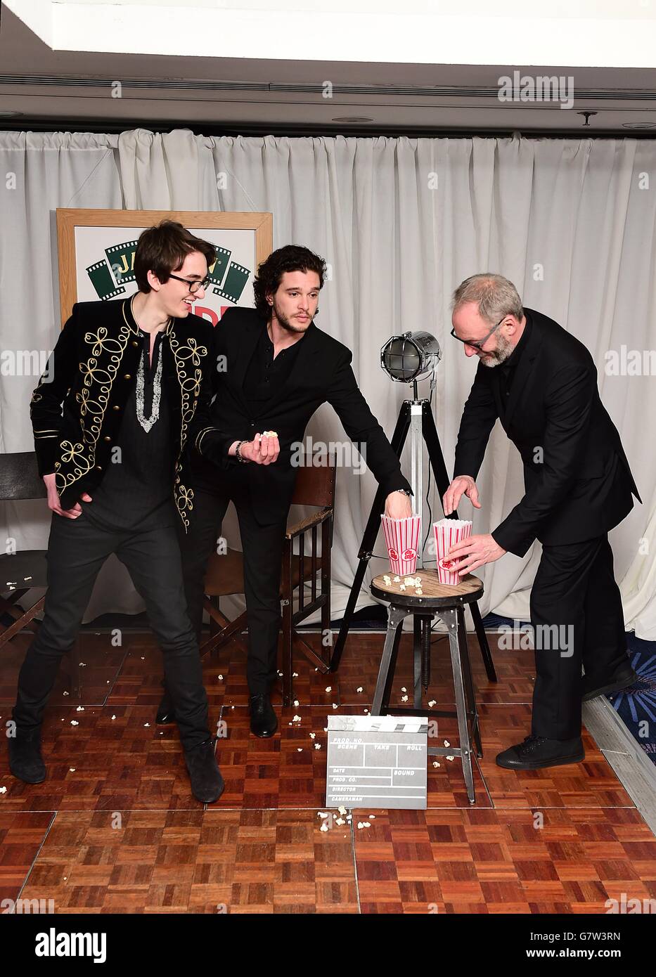 Liam Cunningham, Isaac Hempstead Wright and Kit Harrington receive the ...