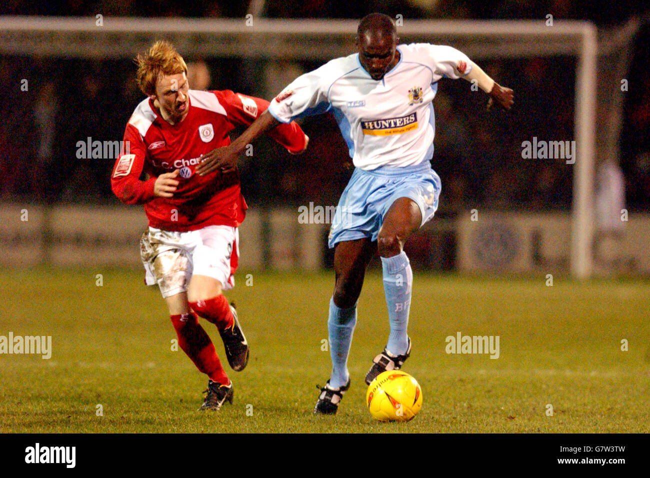 (L-R) Crewe Alexandra's Steve Jones and Burnley's Mo Camara battle for ...