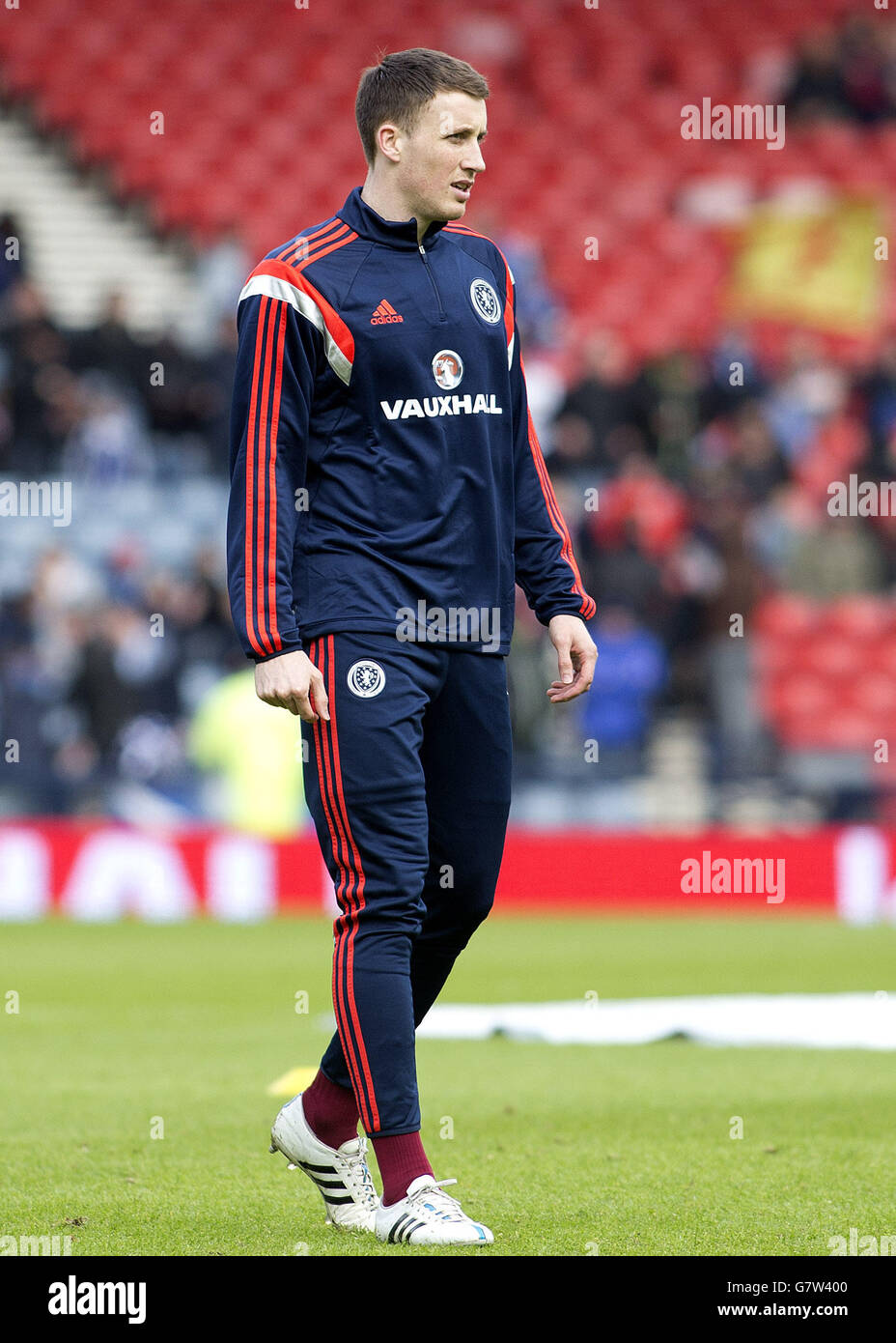 Scotland's Craig Forsyth warms up prior to kick off at the UEFA Euro ...