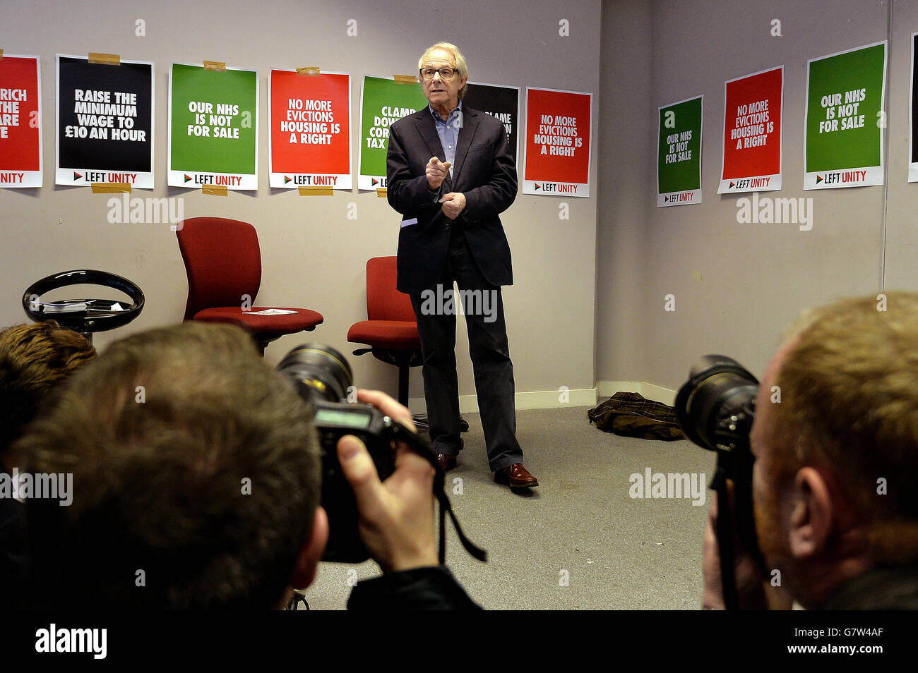 Film Director Ken Loach at the launch of the Left Unity party press ...