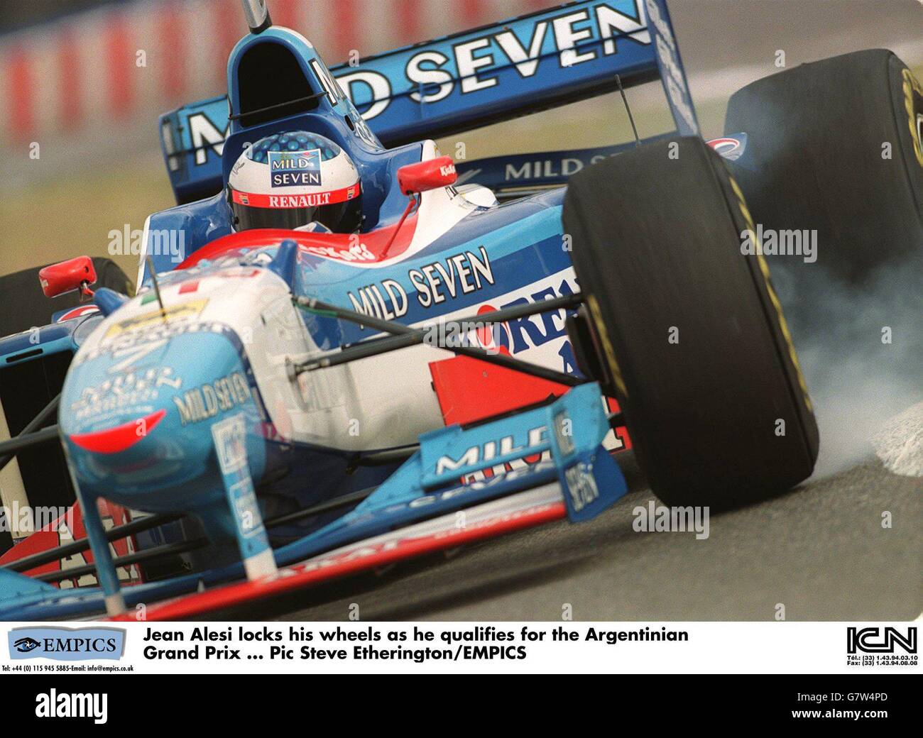 Motor Racing ... Argentinian Grand Prix. Jean Alesi locks his wheels as ...