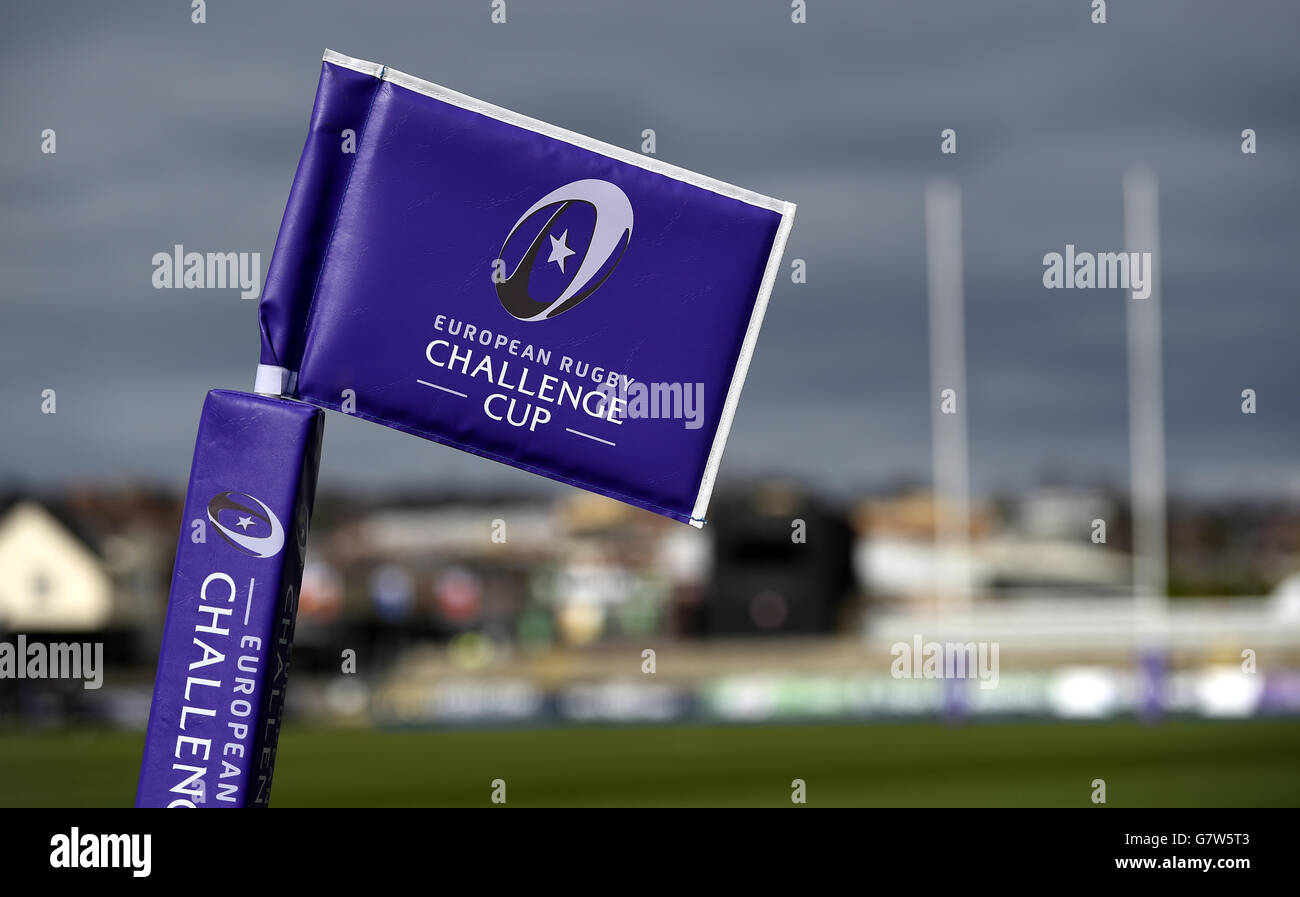 A European Rugby Challenge Cup branded flag at Rodney Parade before the ...