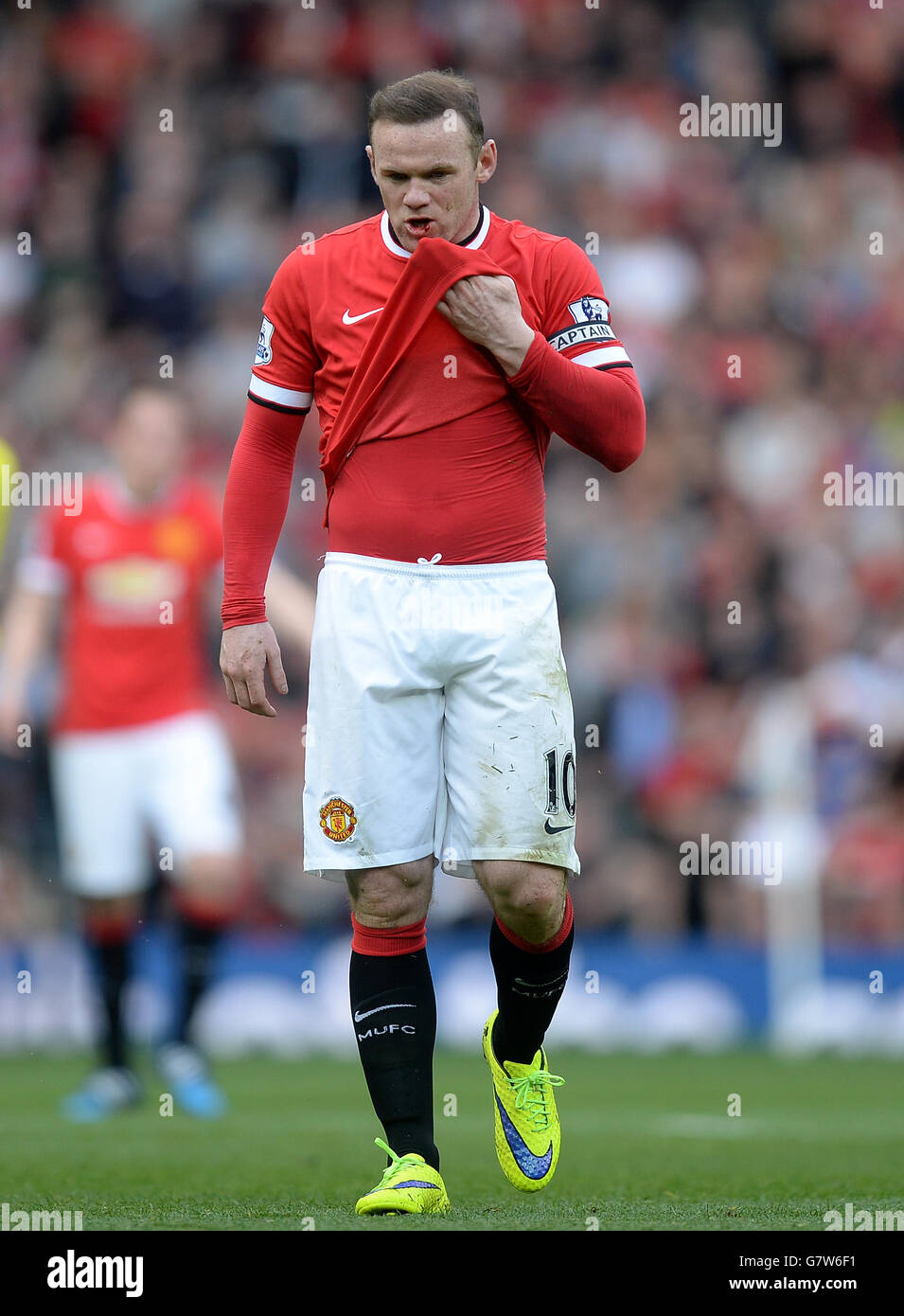 Manchester United's Wayne Rooney with a cut lip during the Barclays ...