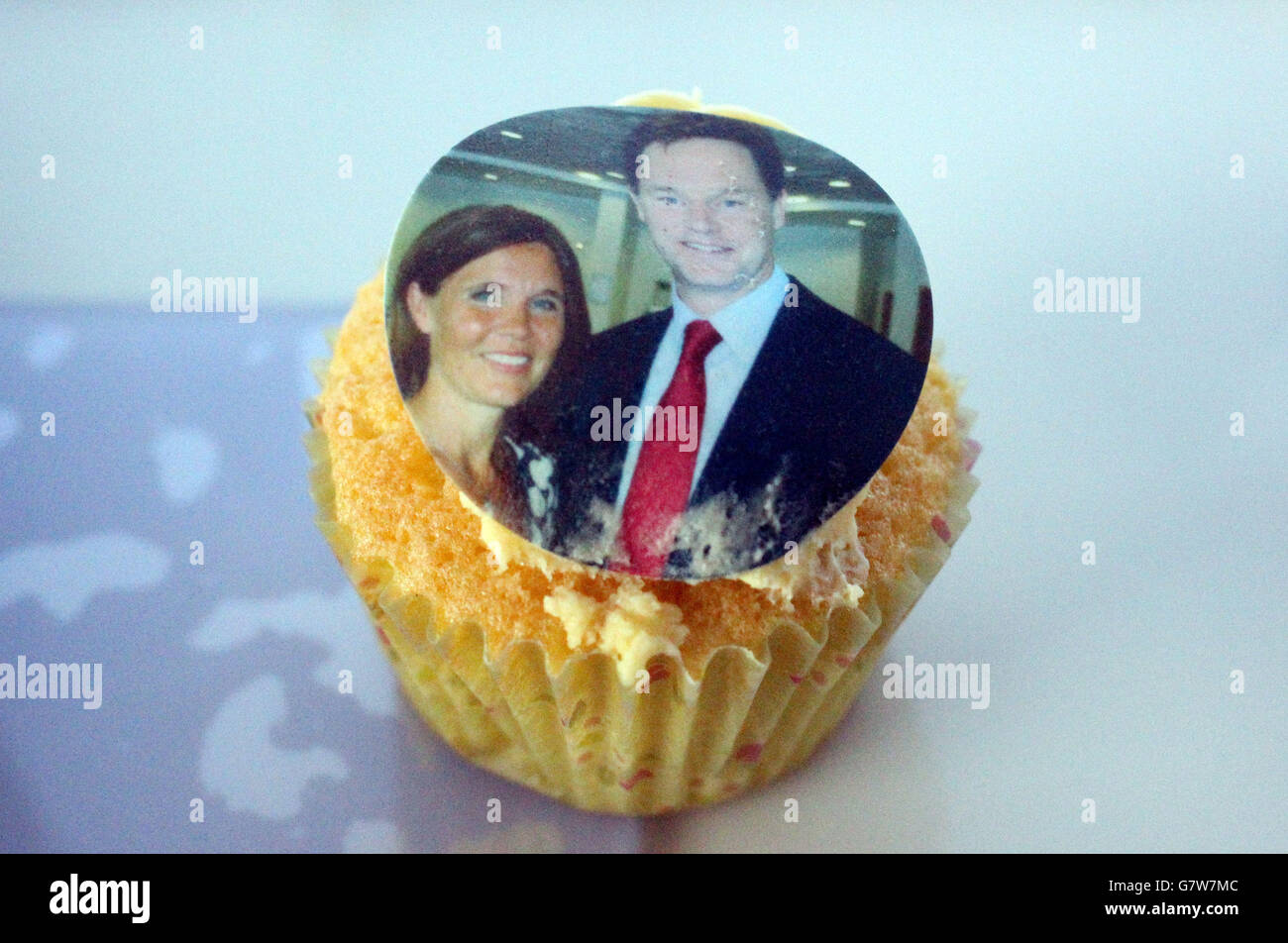 A cupcake featuring the faces of Leader of the Liberal Democrats Nick ...