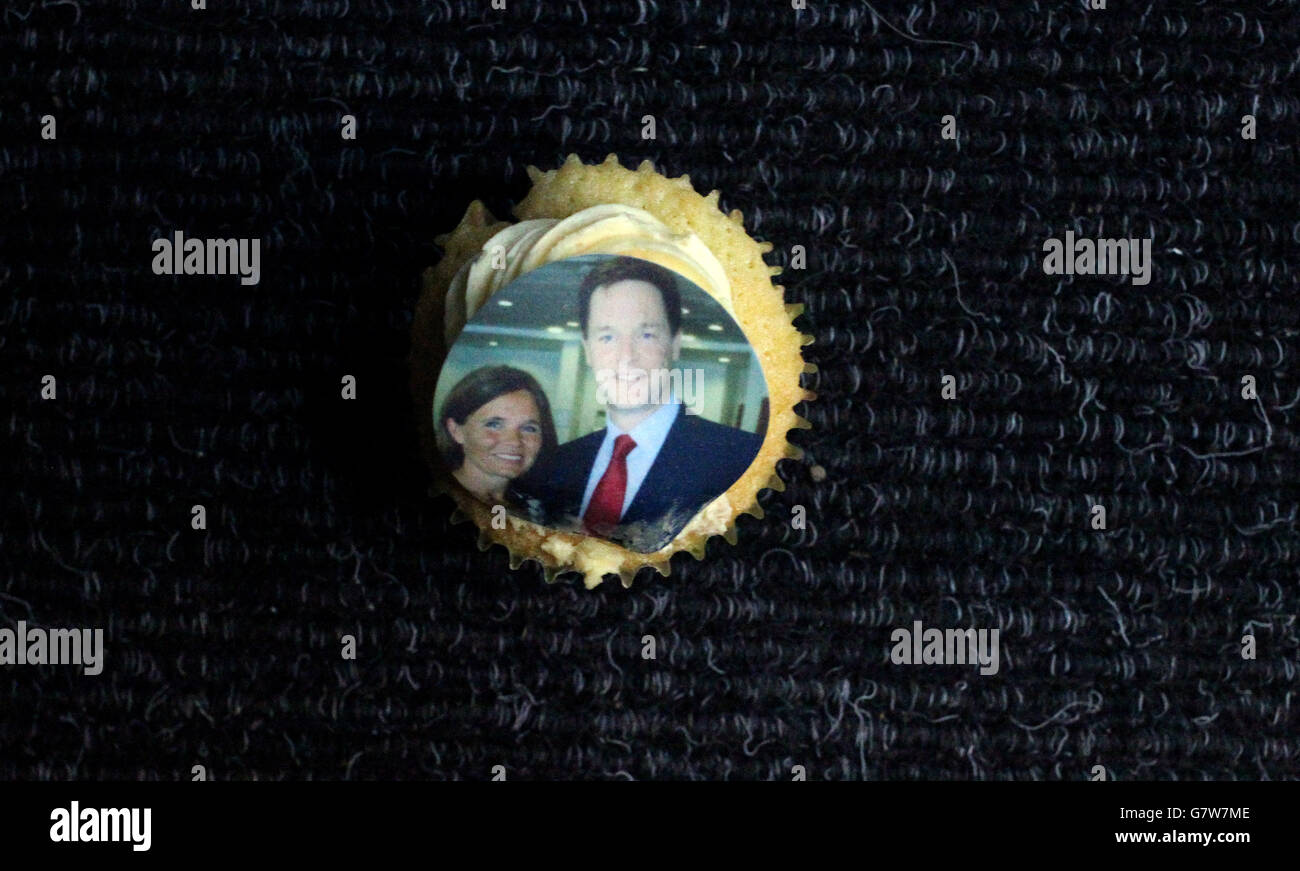 A cupcake featuring the faces of Leader of the Liberal Democrats Nick ...