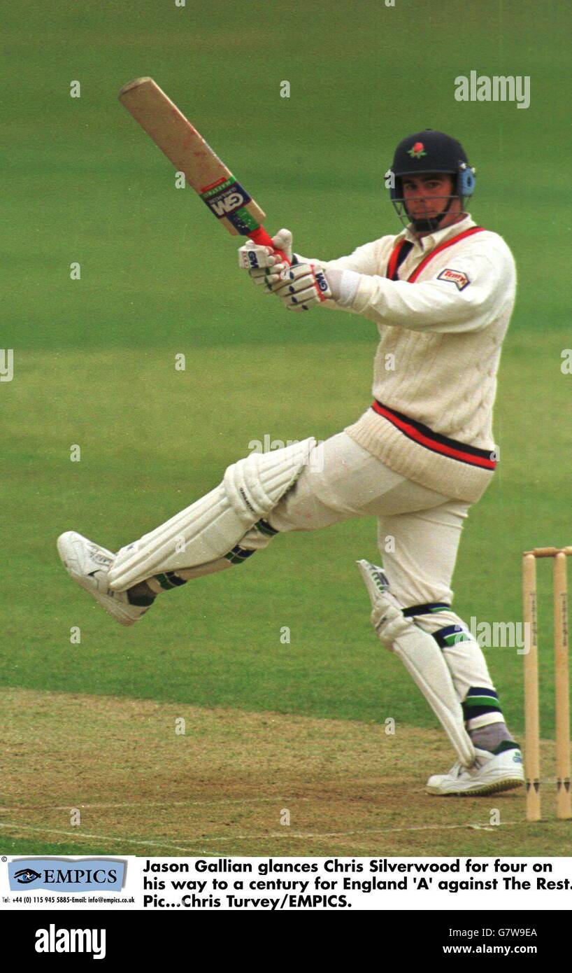 Jason Gallian glances Chris Silverwood for four on his way to a century ...