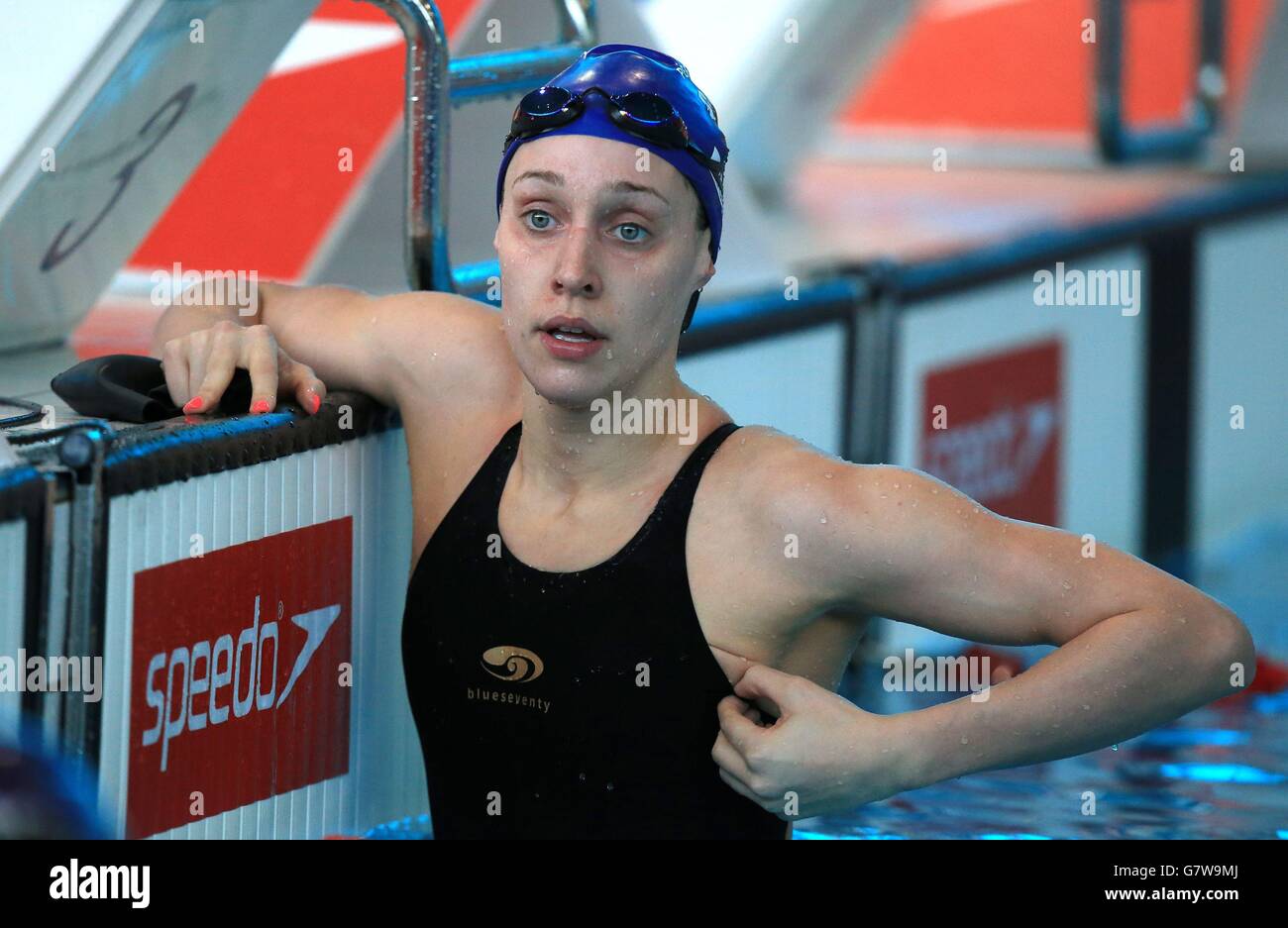 Alys Thomas after the women's 50m butterfly time trial during the ...