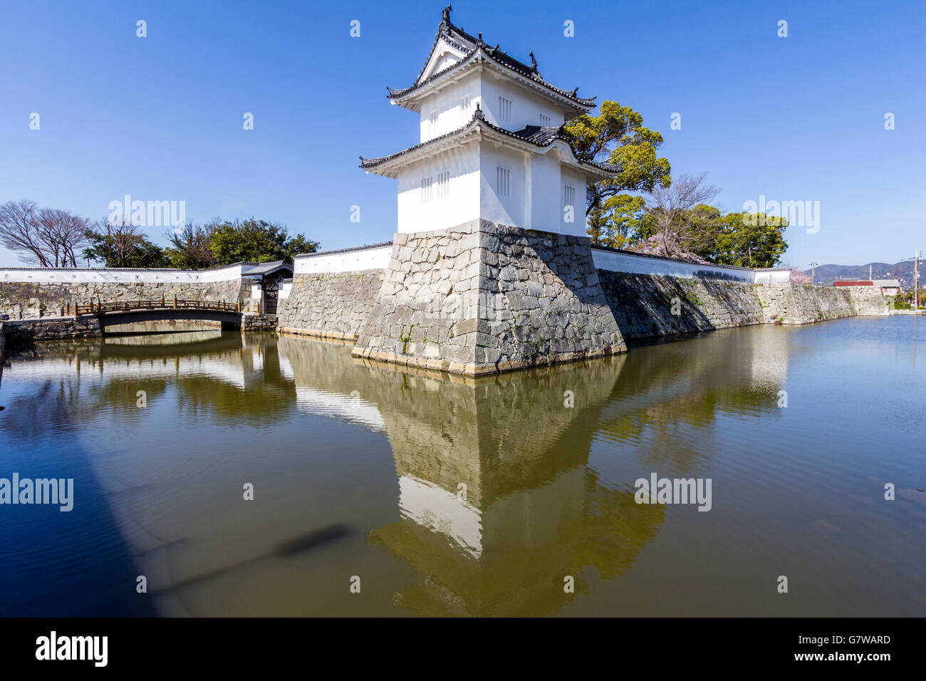 Japan, Ako castle. Ote sumiyaragu, two story corner turret and Ishigaki ...