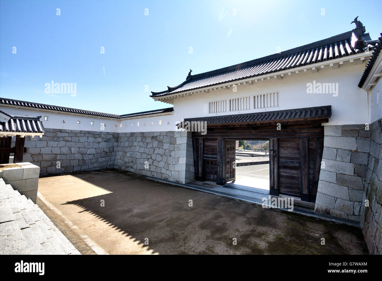 Japan, Ako castle. Masugata style double gateway compound, the killing ...