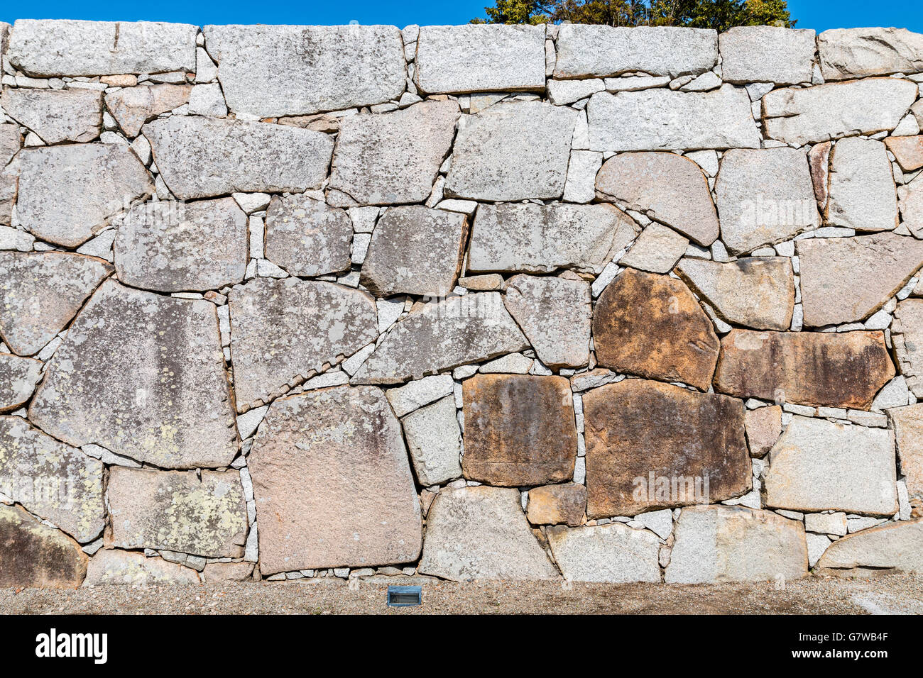 Japan, Ako castle. Ishigaki stone walls, made from inter locking stones ...