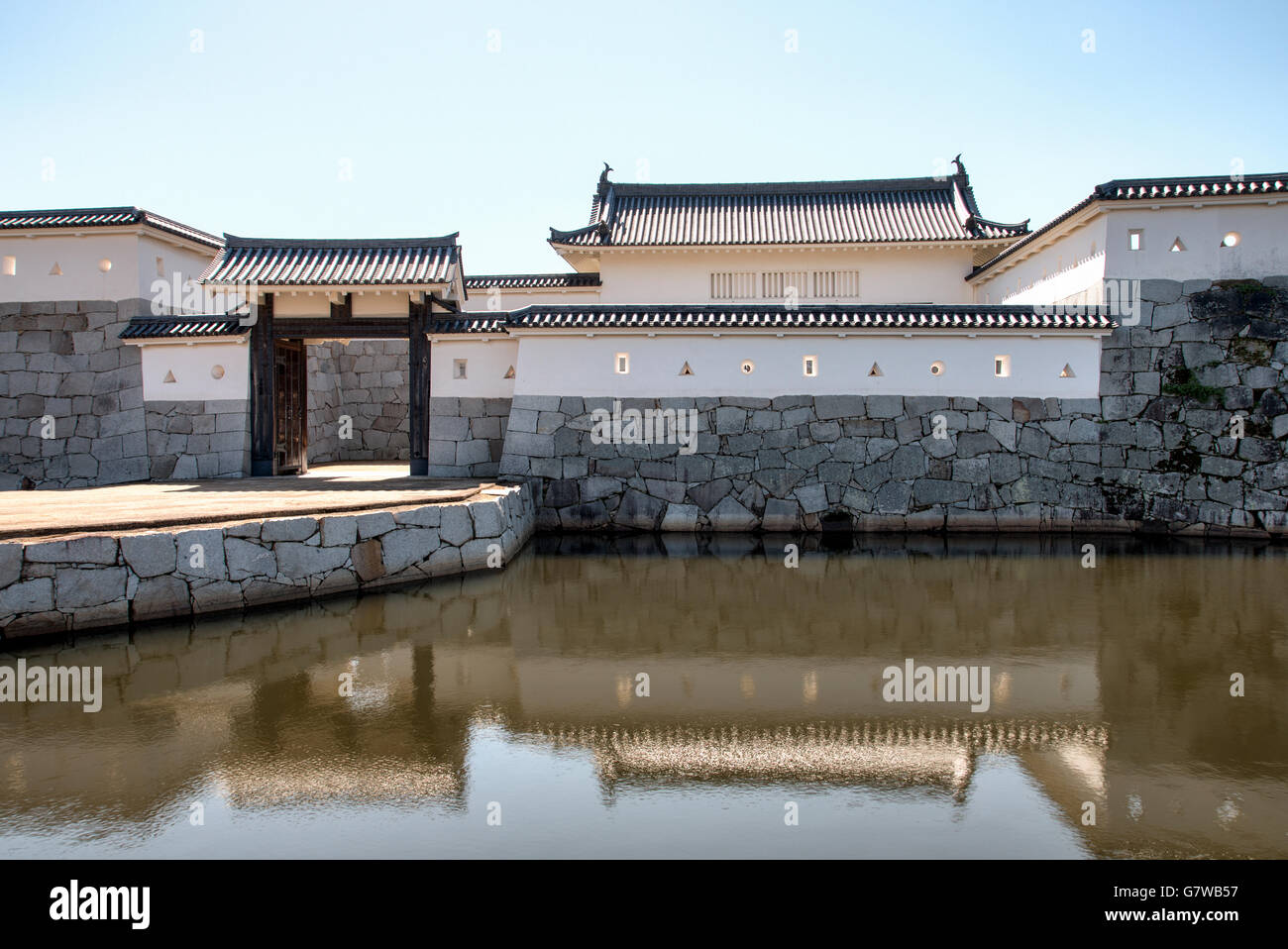 Japan, Ako castle. Masugata double gateway, with the small typical ...