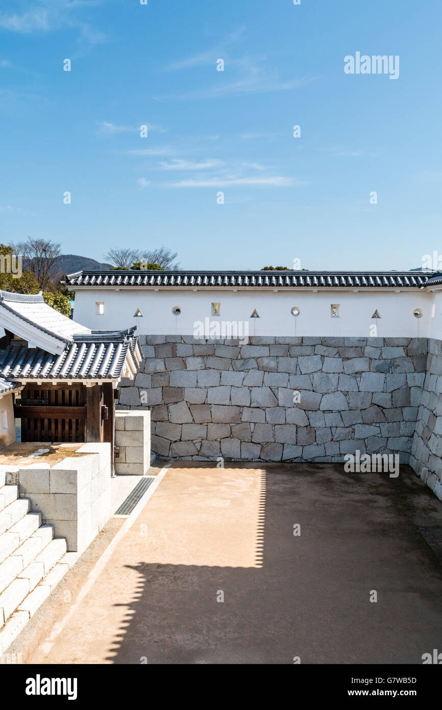 Japan, Ako castle. Masugata style double gateway compound, the killing ...