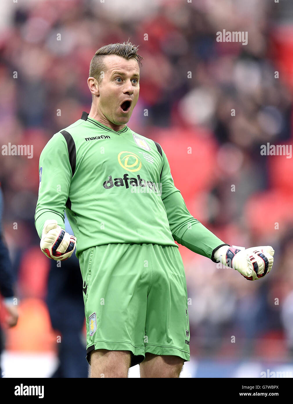 Aston Villa goalkeeper Shay Given celebrates after the final whistle ...