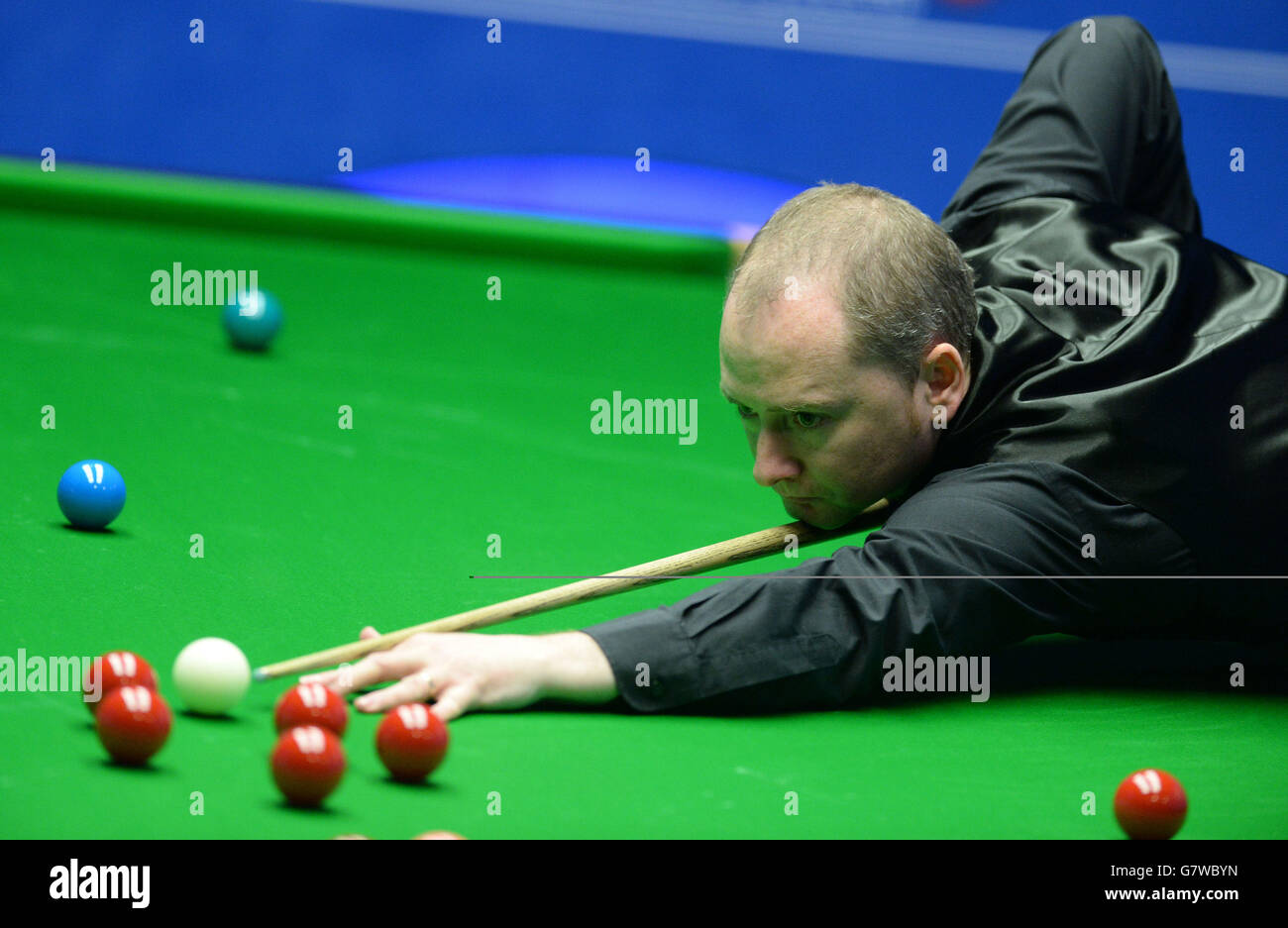 Graeme Dott at the table in his match against Ricky Walden during the ...
