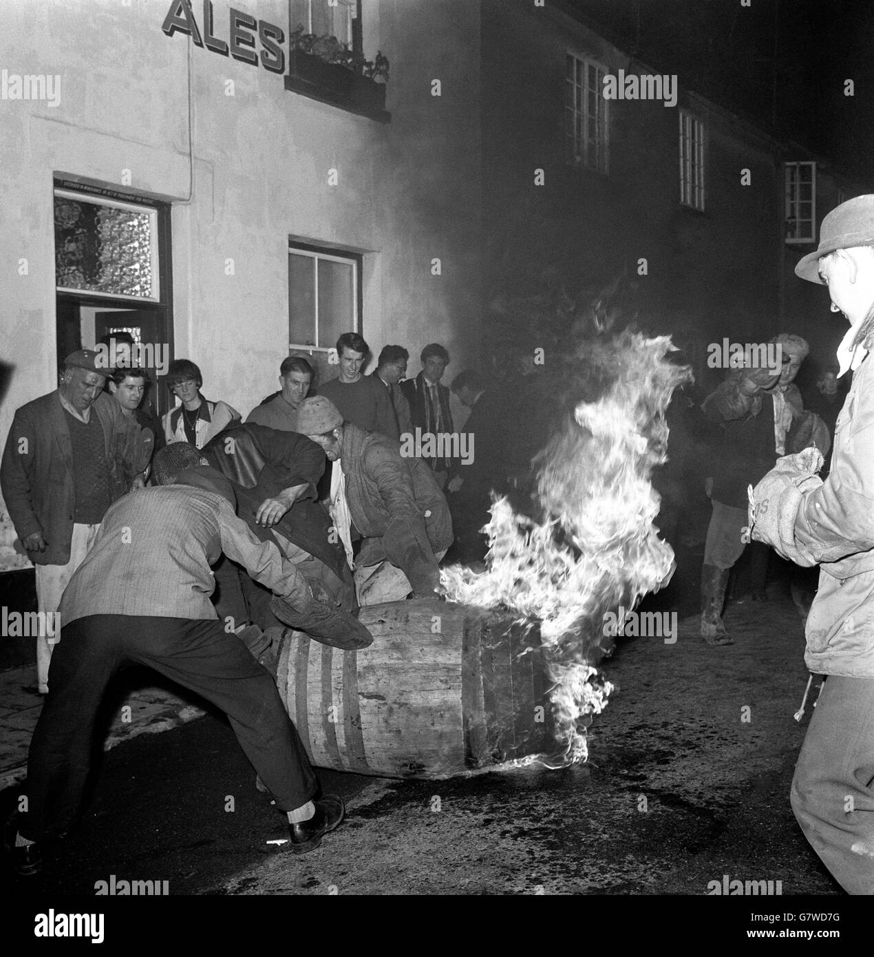 Tar Barrel Burning Ceremony - Ottery St Mary's Stock Photo - Alamy