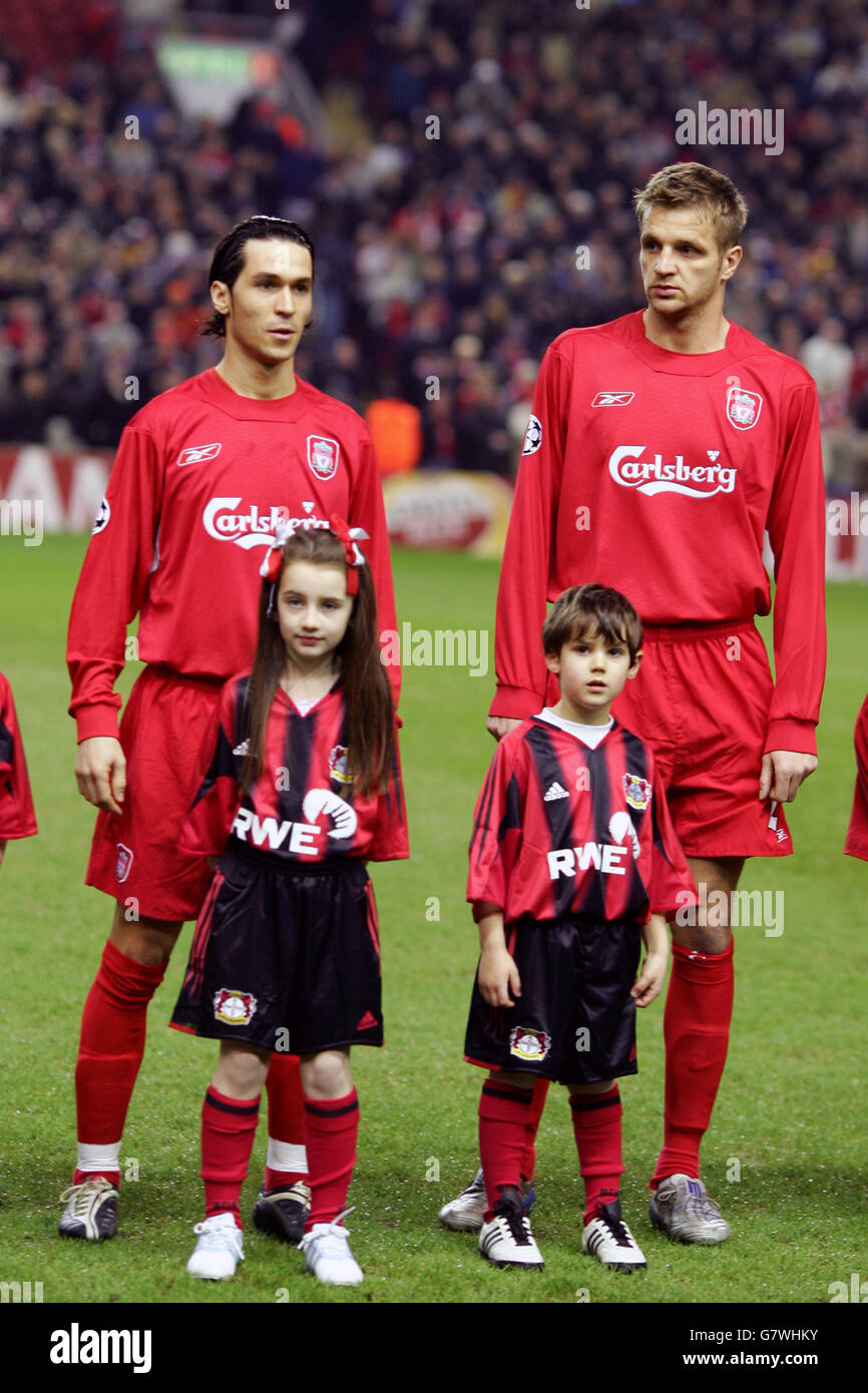 (from r-l) Liverpool's Luis Garcia and Igor Biscan stand with the ...