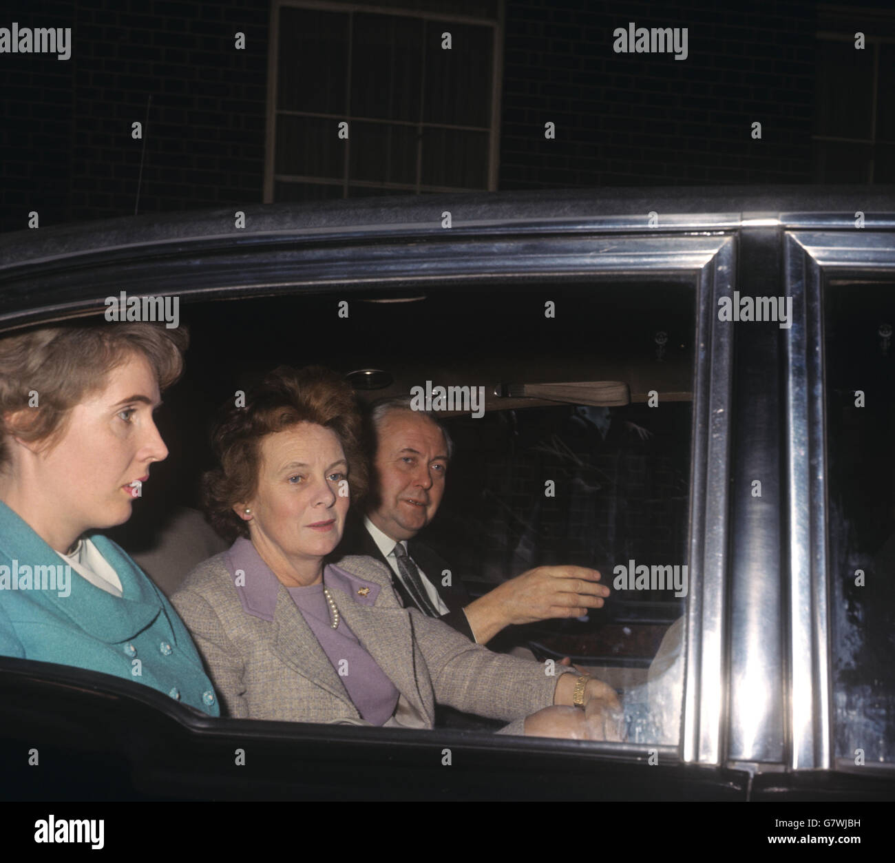Harold Wilson and his wife and his personal secretary arriving at No ...