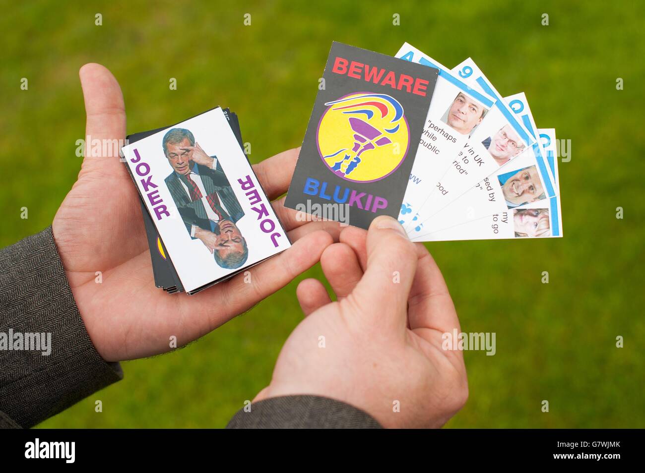 A set of 'Beware BLUKIP' playing cards issued by the Liberal Democrat ...