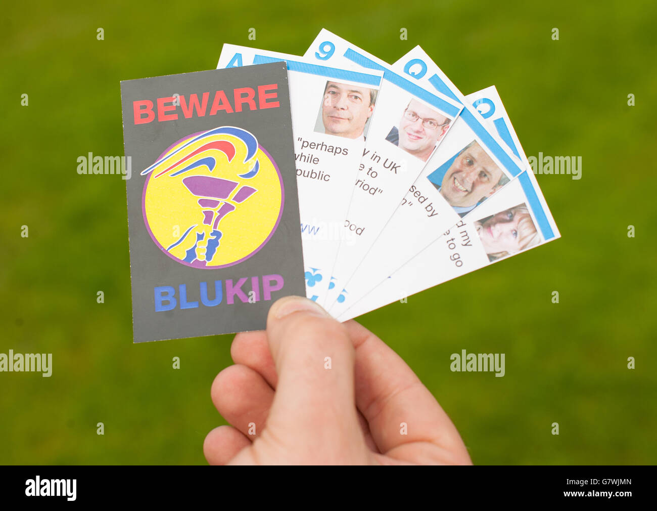 A set of 'Beware BLUKIP' playing cards issued by the Liberal Democrat ...
