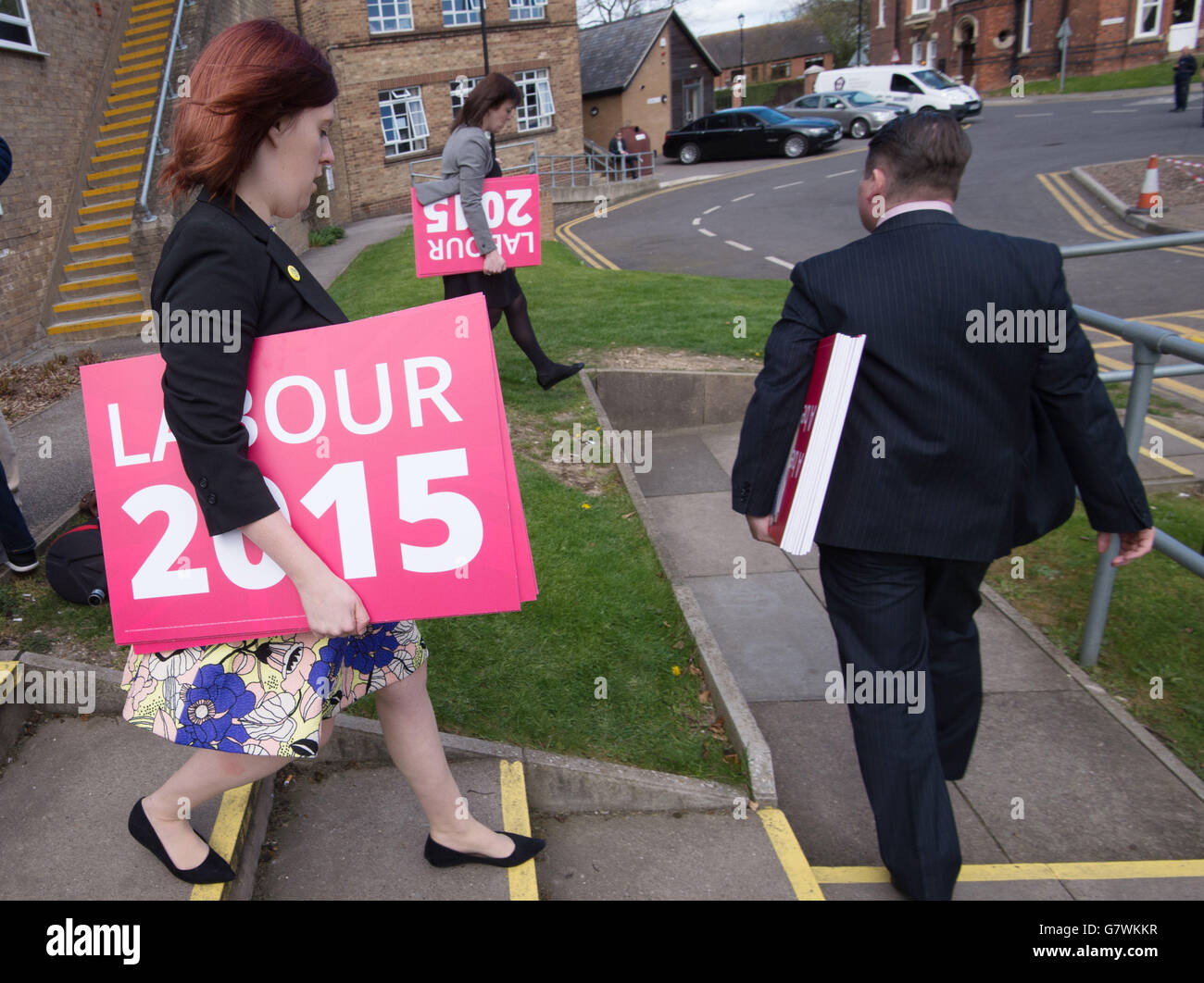 Labour party supporters carry placards after a Q&A hosted by their ...
