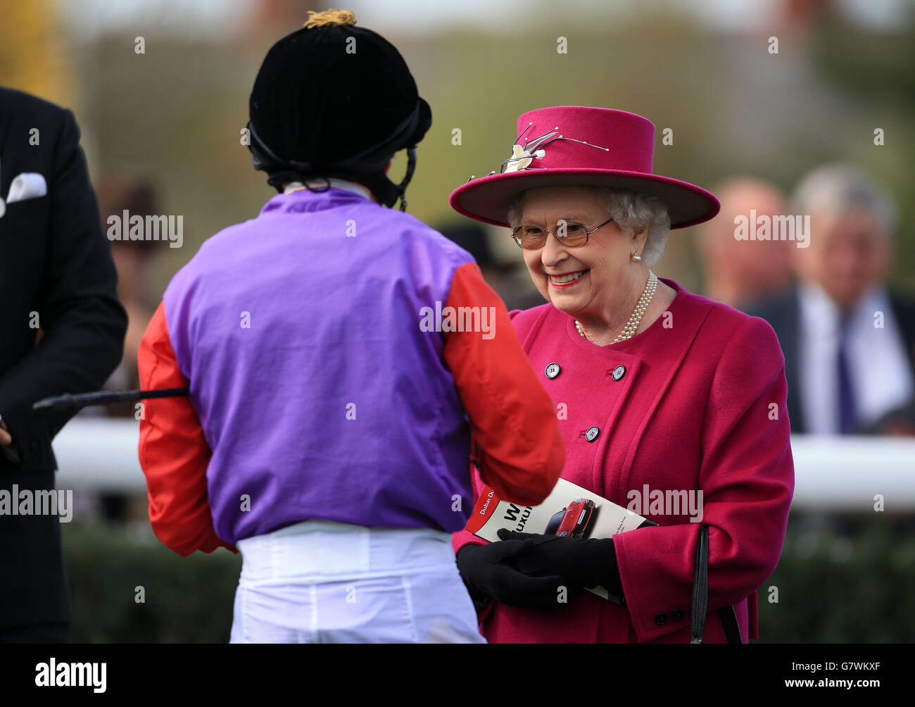 Queen Elizabeth II with jockey Ryan Moore during the Dubai Duty Free ...