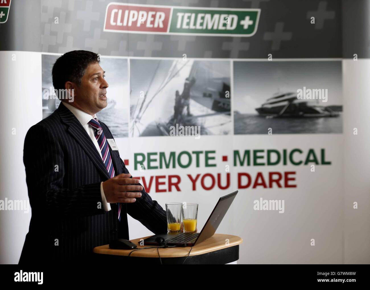 Sailing clipper telemed anouncement st katharine docks hi-res stock ...