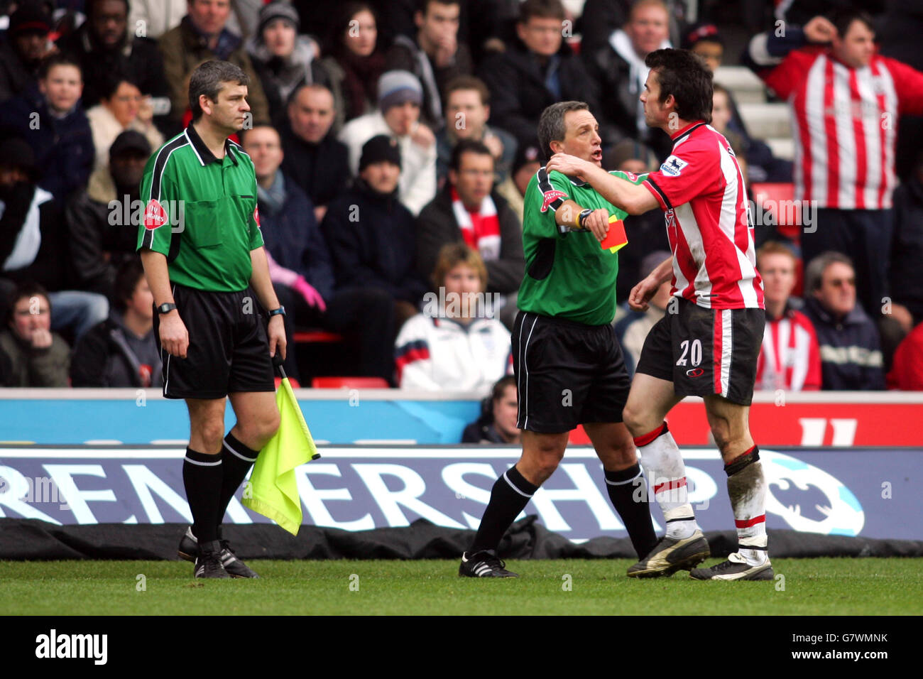 Southampton's David Prutton pushes referee Alan Wiley as he is sent off ...