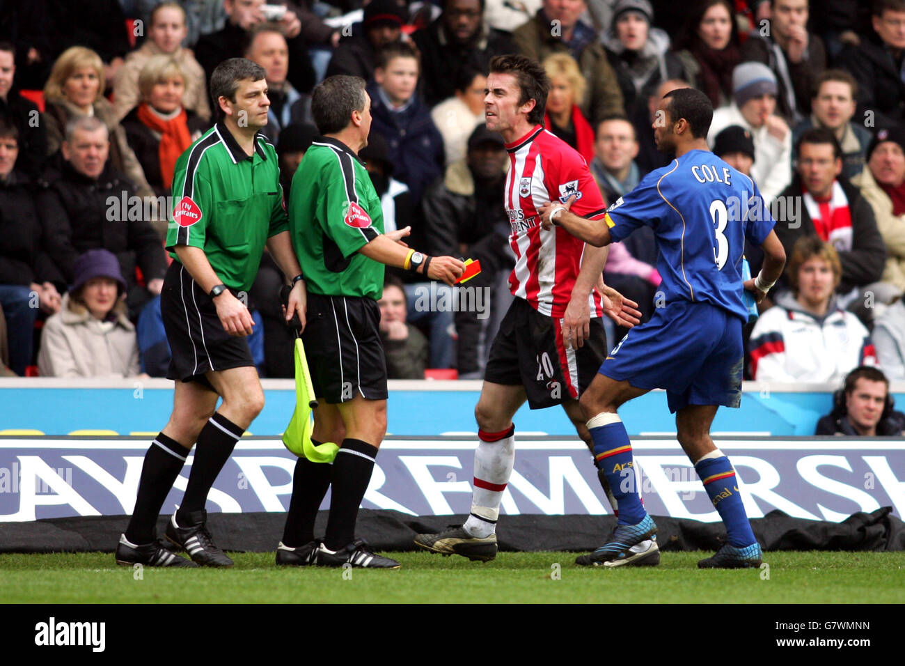 Southampton's David Prutton pushes referee Alan Wiley as he is sent off ...