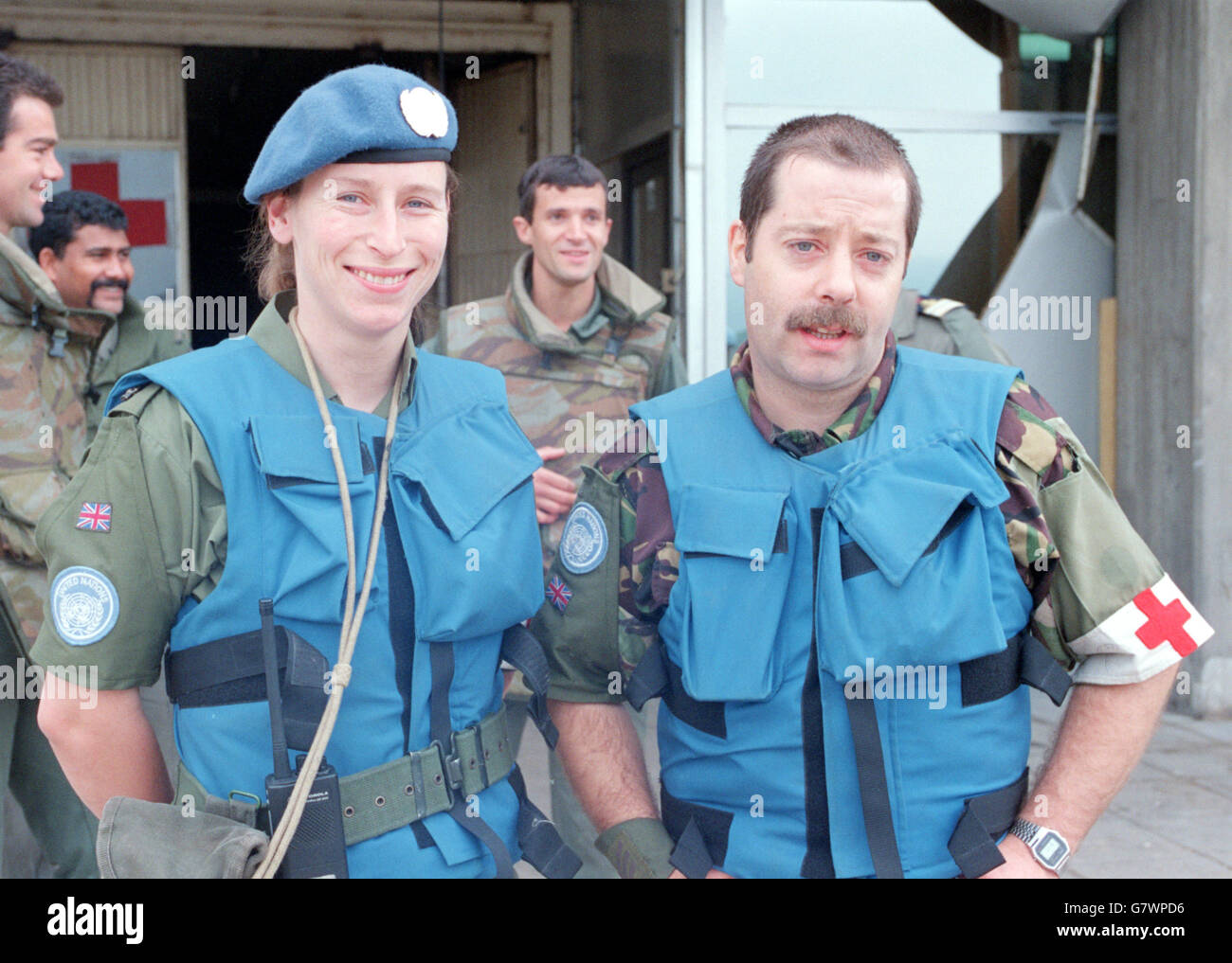 Major Vanessa Lloyd-Davies with Sgt Geoffrey Newitt at Sarajevo Airport ...
