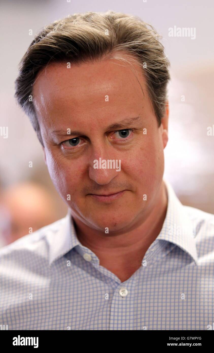 Prime Minister David Cameron during a campaign visit to the Rodda Dairy ...