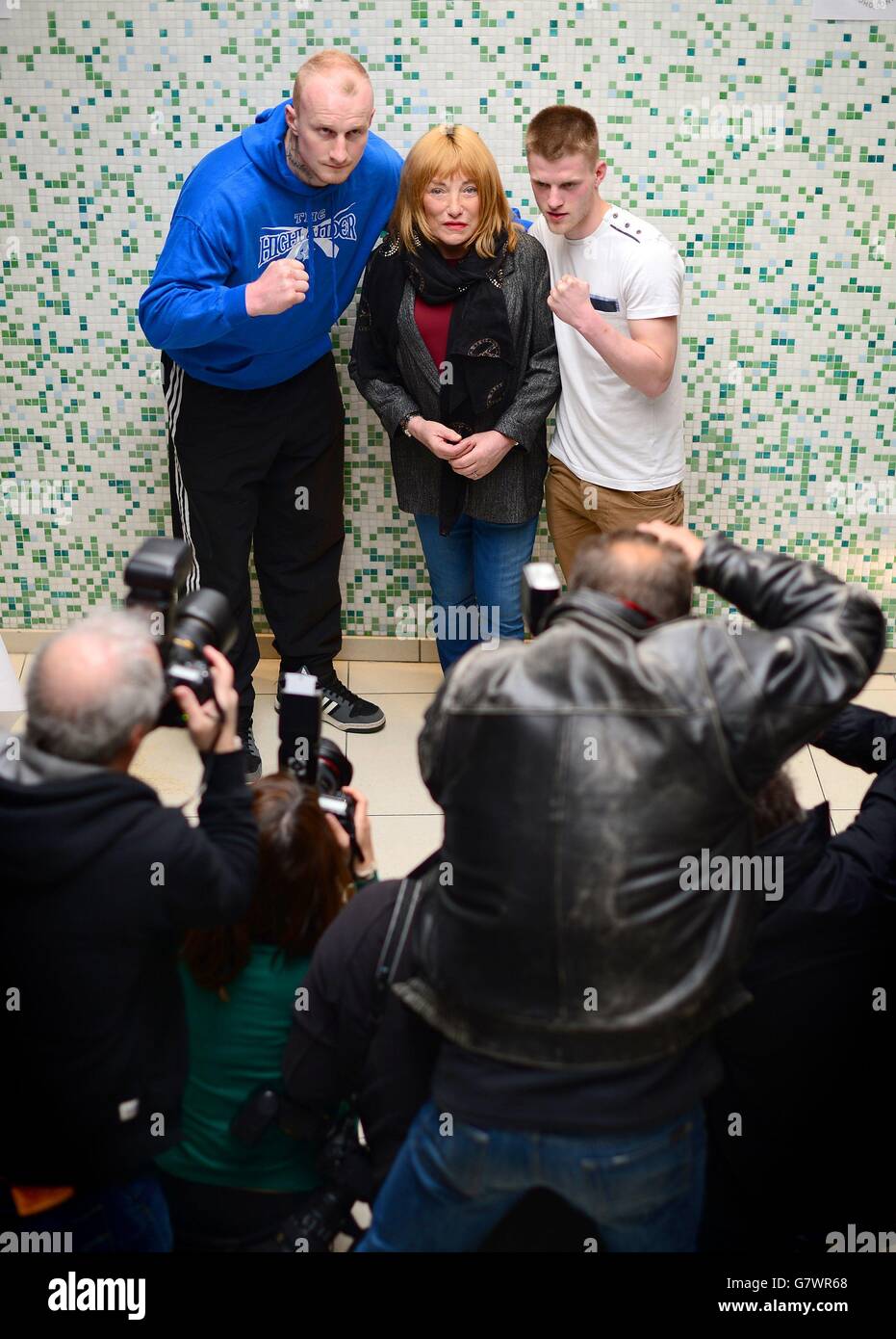 Boxing promoter Kellie Maloney with boxers Gary Cornish (left) and Tony ...