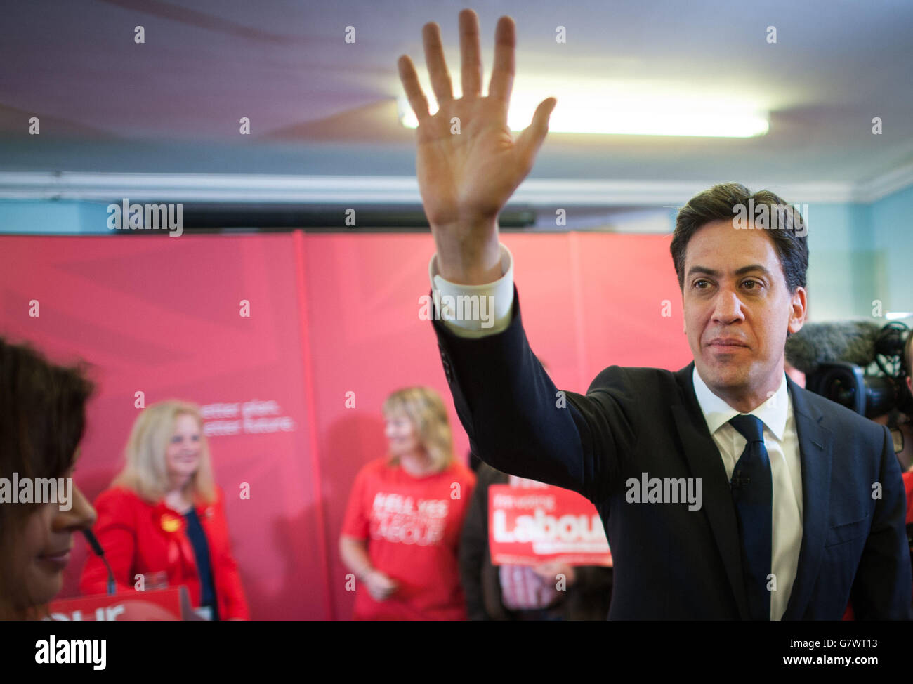 Labour leader Ed Miliband speaks at Springfield House Community Centre ...
