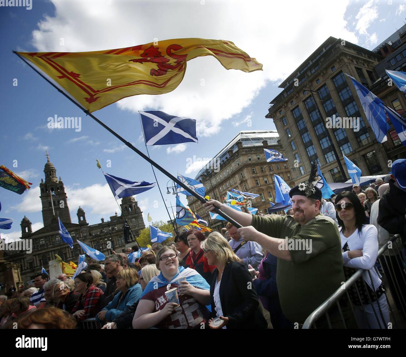 The hope over fear rally in george square hi-res stock photography and ...