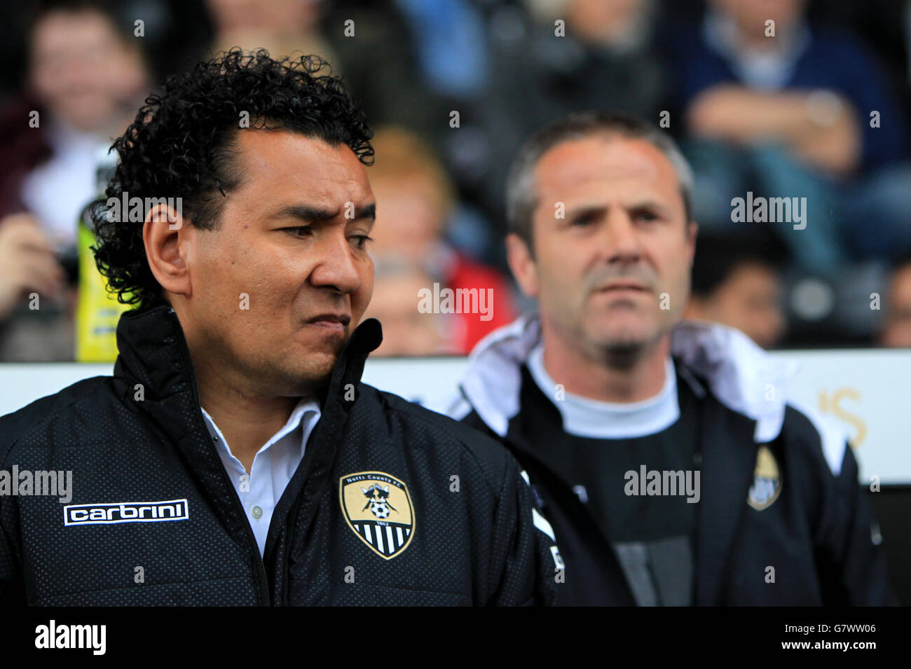 Notts County manager Ricardo Moniz (left) and defensive coach Dean ...