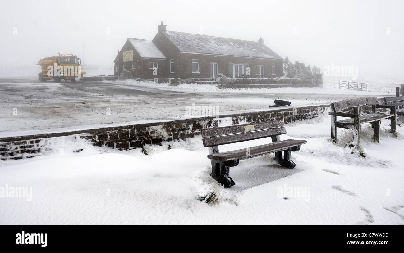Snow on the A686 near Hartside on the Cumbria border, as unseasonably ...