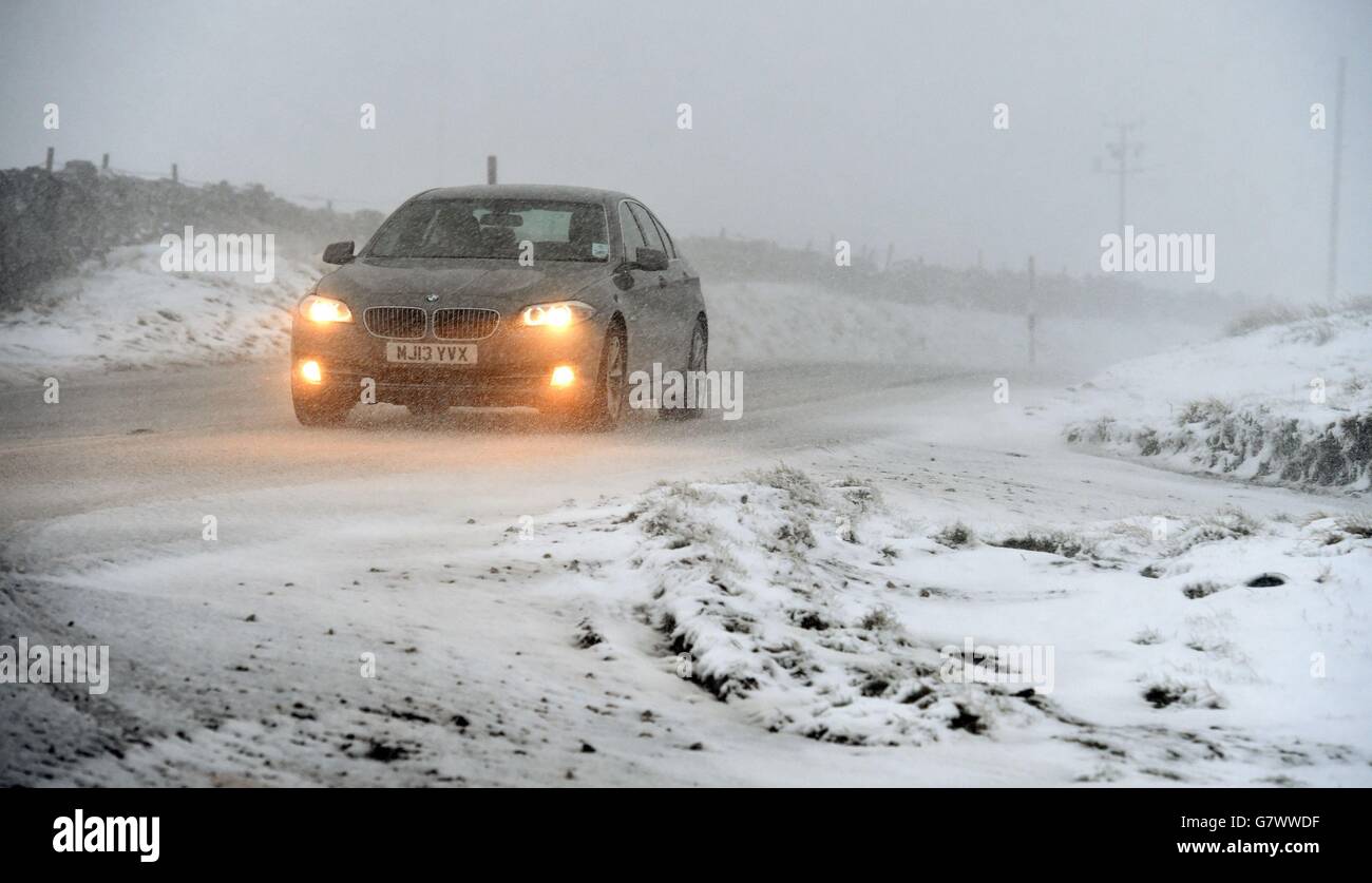 Snow on the A686 near Hartside on the Cumbria border, as unseasonably ...
